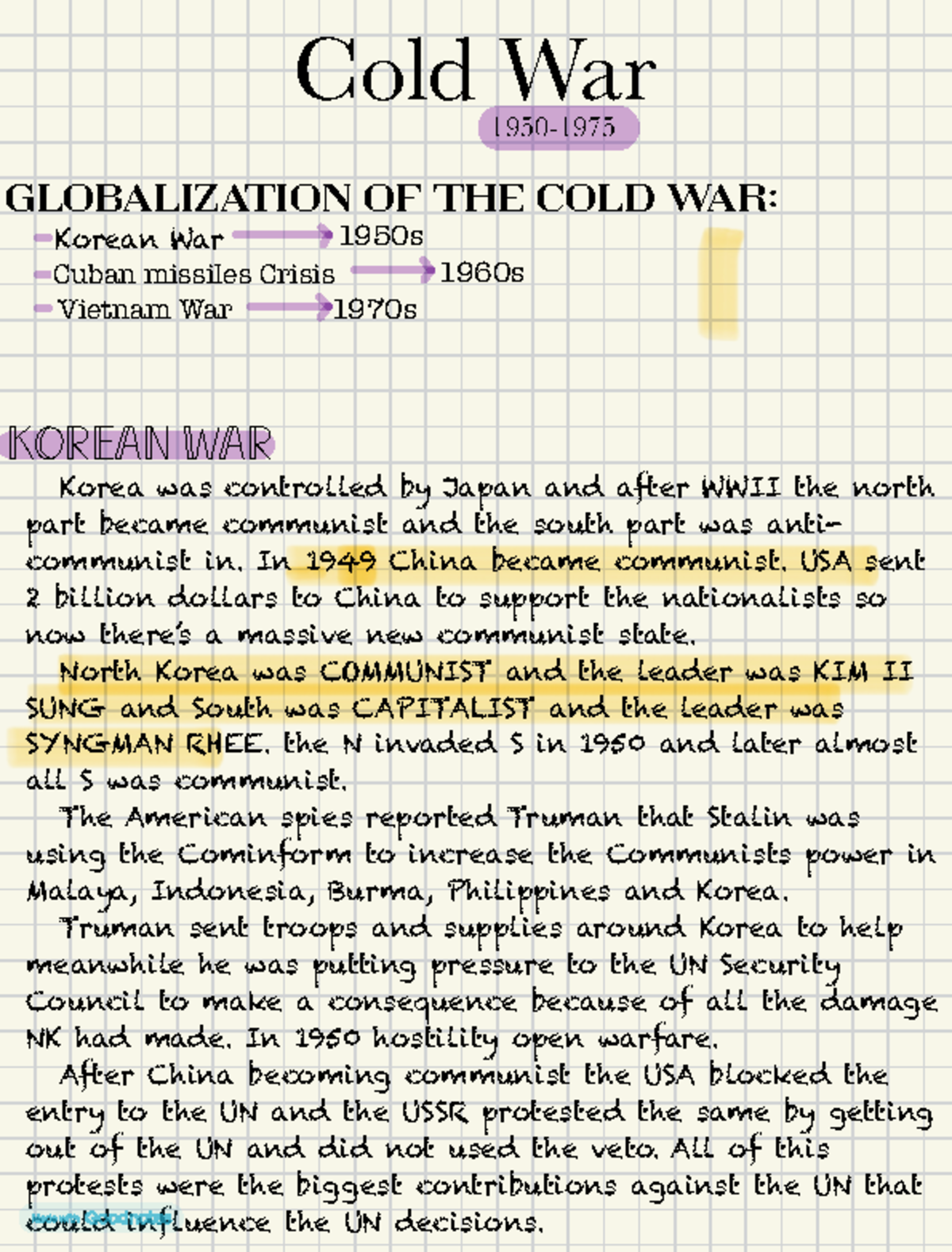 Colegio 2 - Cold War 1950- Globalization of the Cold War: Korean War ...