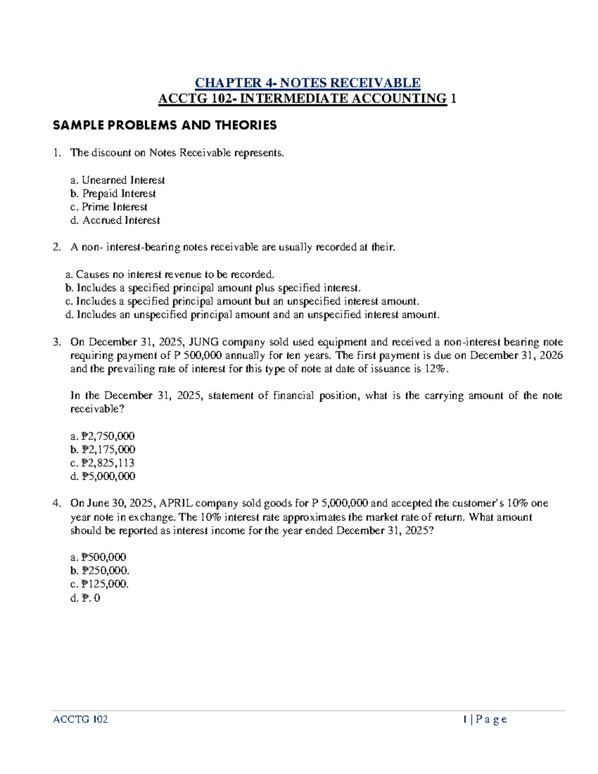 Sample Problems AND Theories - Notes Receivable blank copy - CHAPTER 4 ...