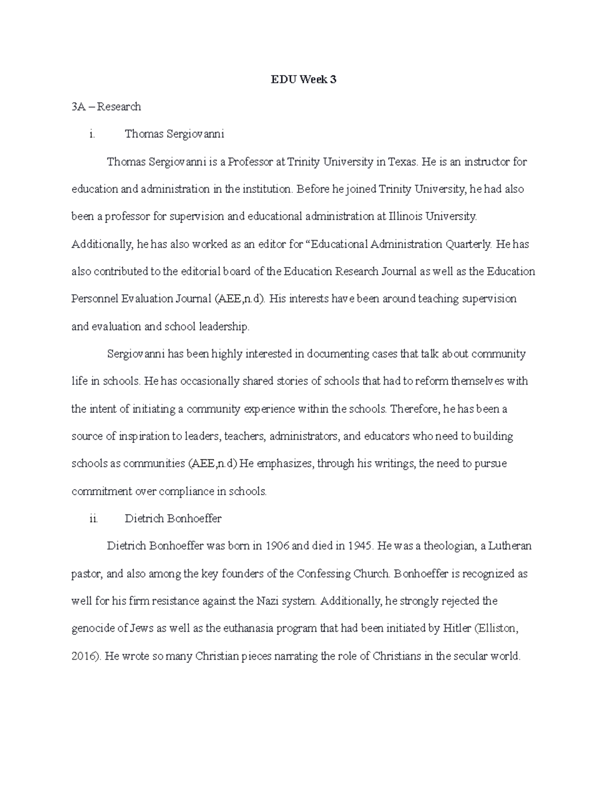 EDU Week 3 - EDU Week 3 - EDU Week 3 3A – Research i. Thomas ...