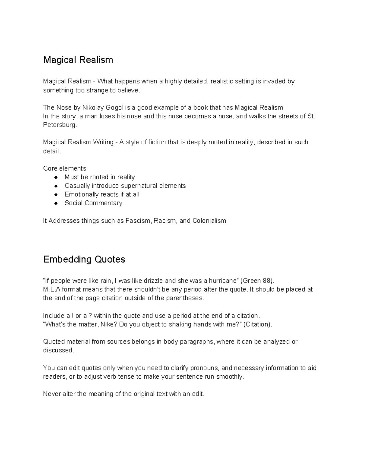 Composition 101 Notes - Magical Realism Magical Realism - What happens ...