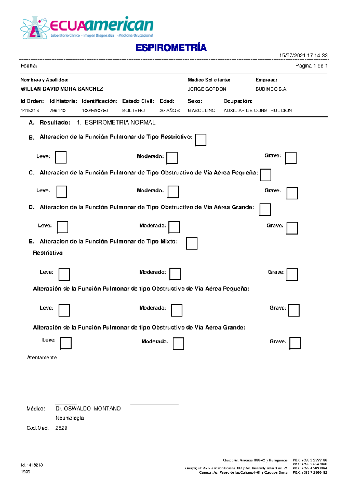 Informe - test - 15/07/2021 17. ESPIROMETRÍA Página 1 de 1 Empresa ...