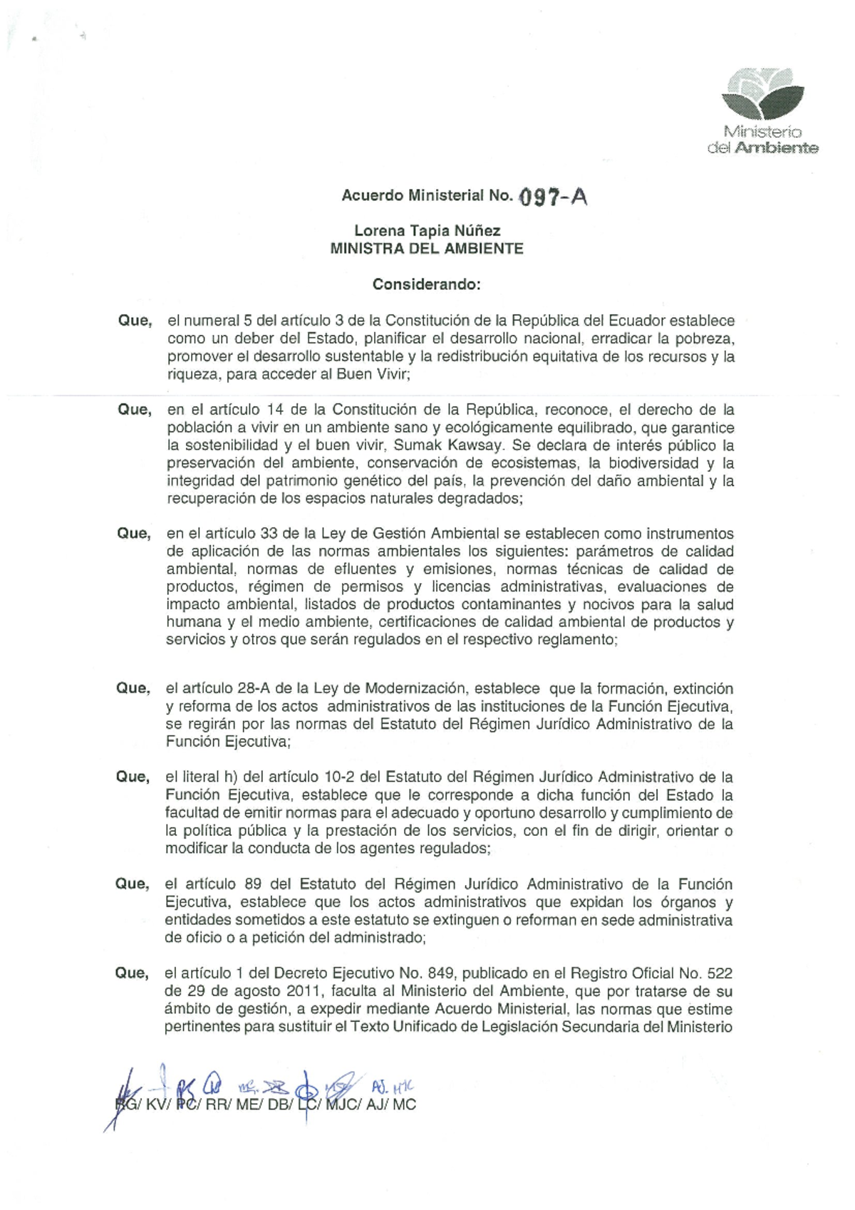 Acuerdo ministerial 97a - Geologia Ambiental - Studocu