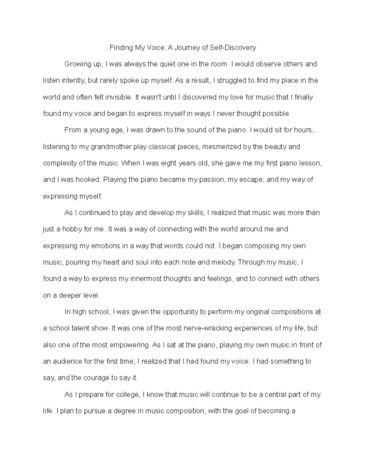 Finding My Voice - random essay - Finding My Voice: A Journey of Self ...