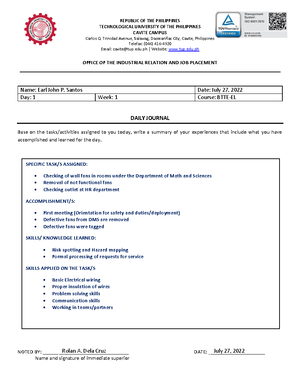 Tactay Training PLAN - TECHNOLOGICAL UNIVERSITY OF THE PHILIPPINES ...
