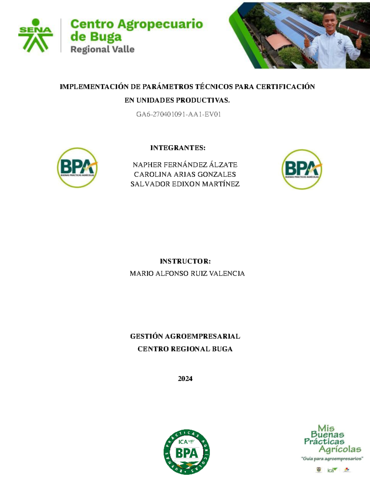 Implementacion DE Parametros Tecnicos GA6 270401091 AA1 EV01 - IMPLEMENTACIÓN DE PARÁMETROS ...