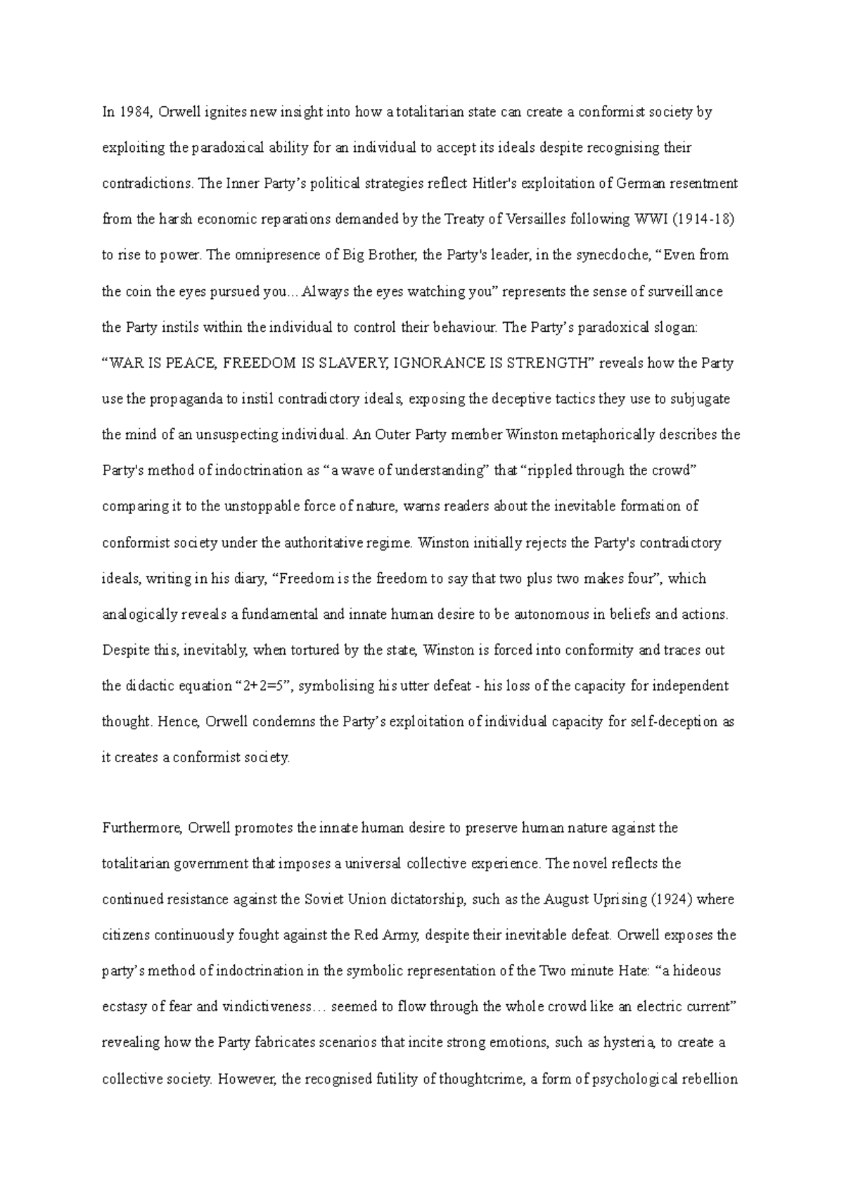 1984 sample paragraphs - In 1984, Orwell ignites new insight into how a ...