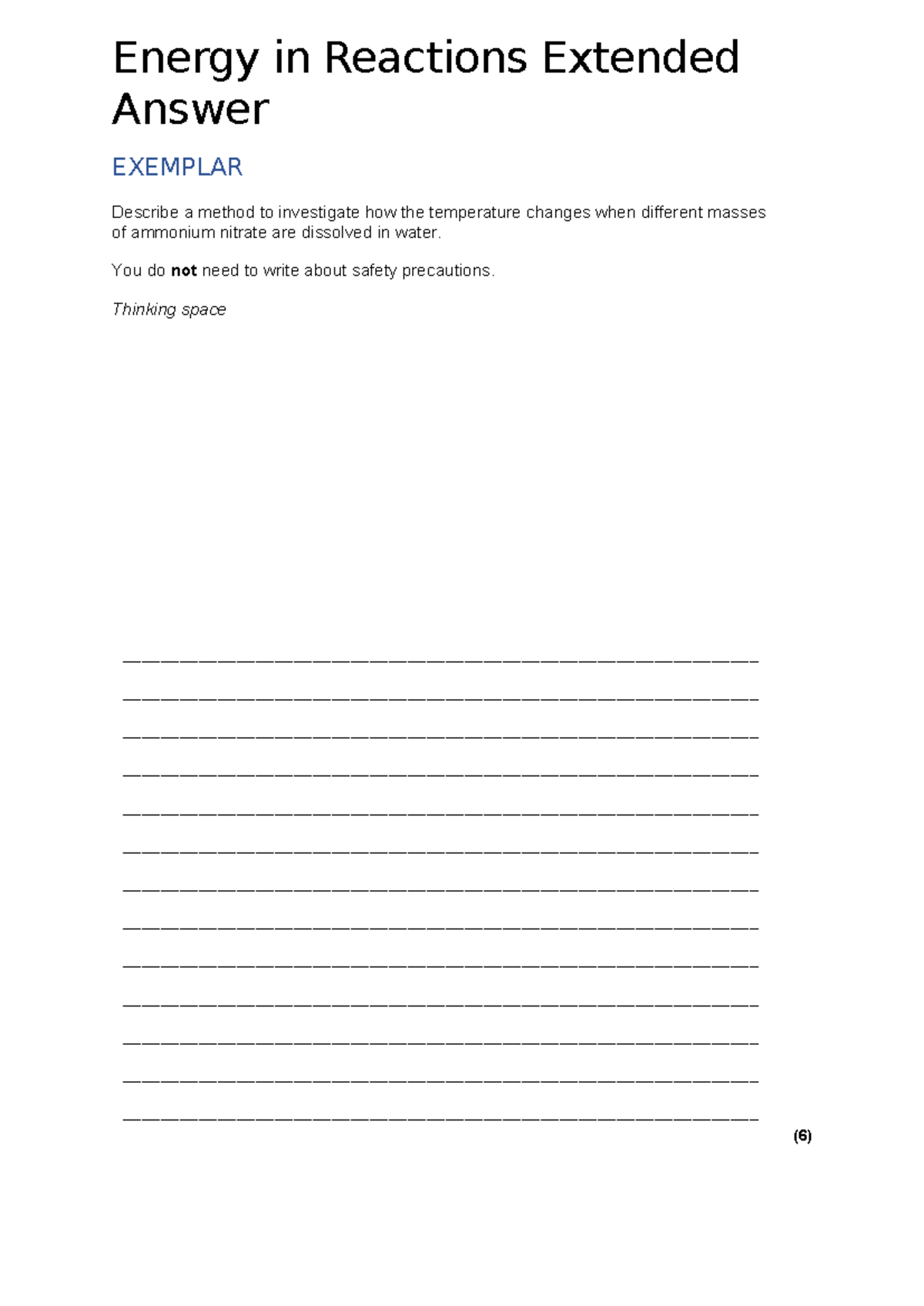 C5 Energy Changes in reactions RP Extended Answer - Energy in Reactions ...
