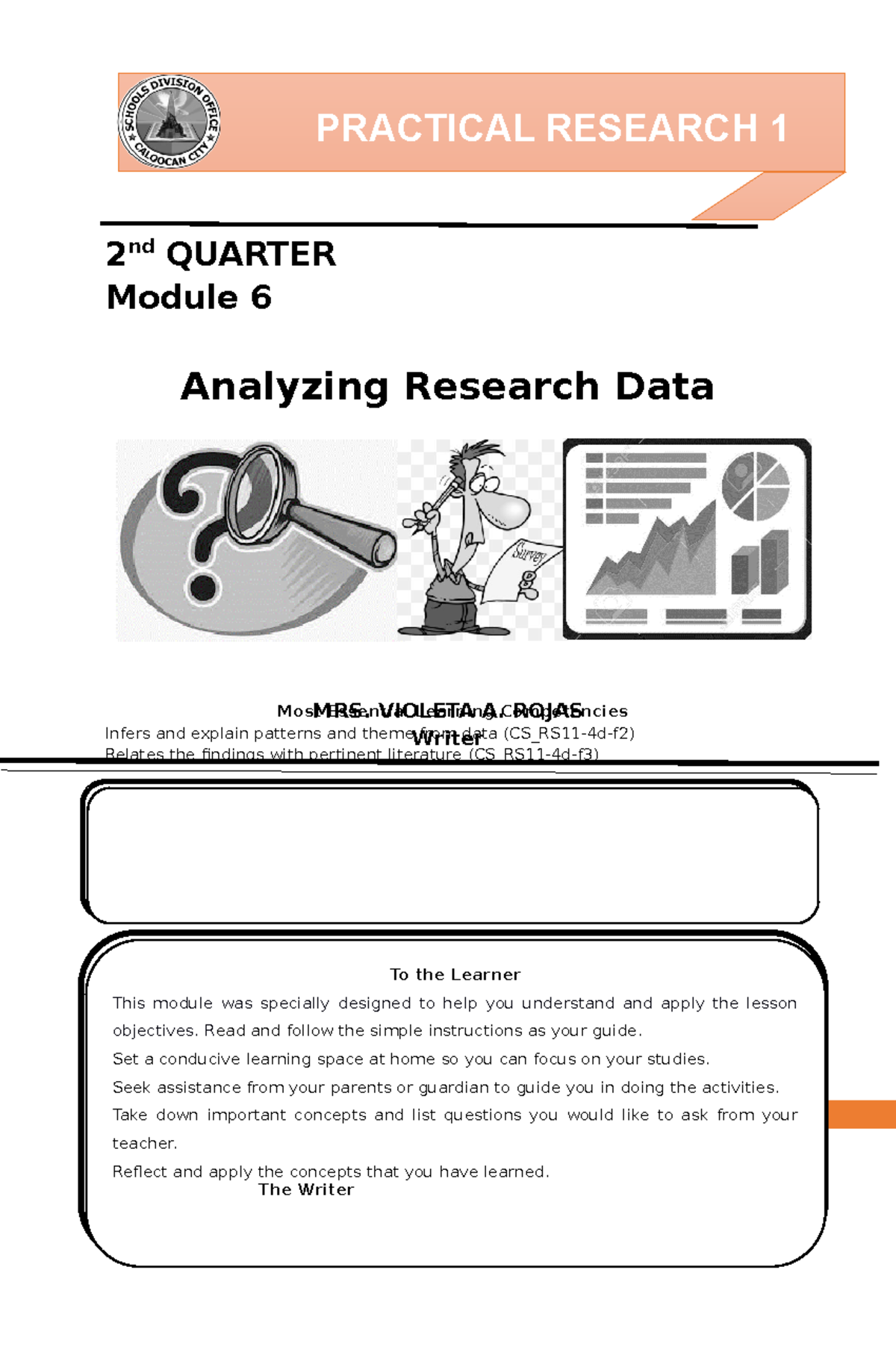 Practical-Research-1-Module-6Av2 - PRACTICAL RESEARCH 1 2 nd QUARTER Module 6 Analyzing Research ...