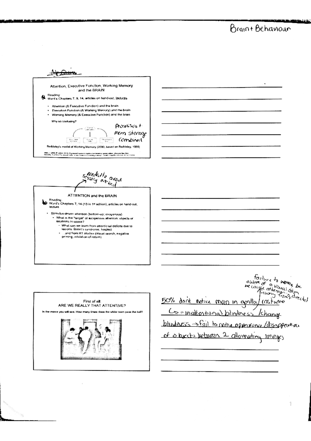 Brain & Behaviour L1 - Lecture notes 1 - PY2242 - Aston - StuDocu