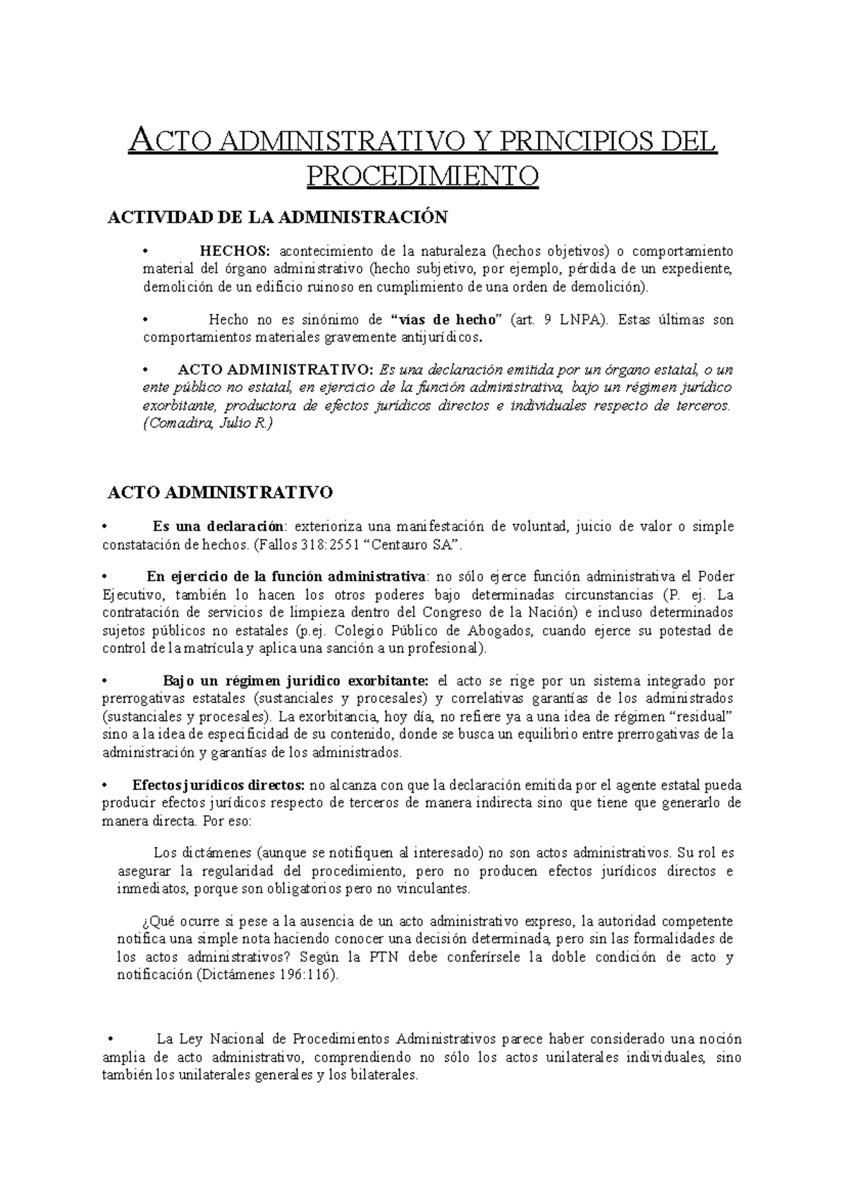 Acto Administrativo y Principios del Procedimiento - ACTO ADMINISTRATIVO Y PRINCIPIOS DEL - Studocu
