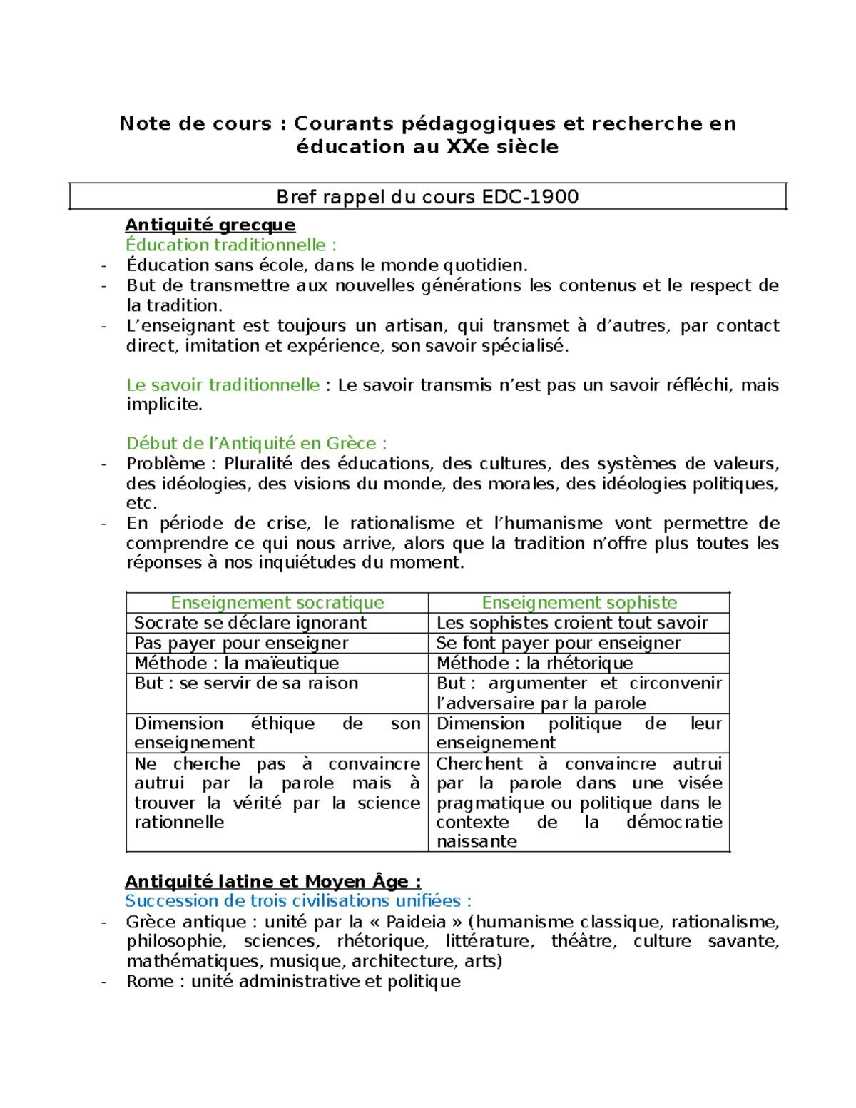 Note de cours examen 1 - thème 1 à 4 - Note de cours : Courants ...