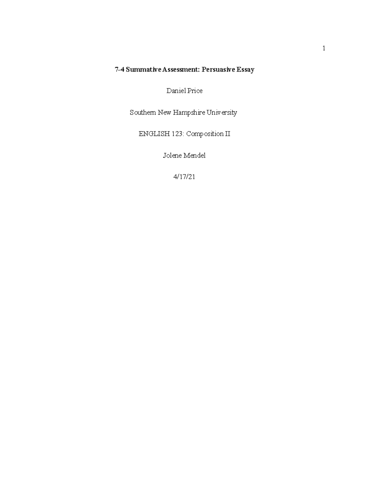 7-4 Summative Assessment - Persuasive Essay - 1 7-4 Summative ...