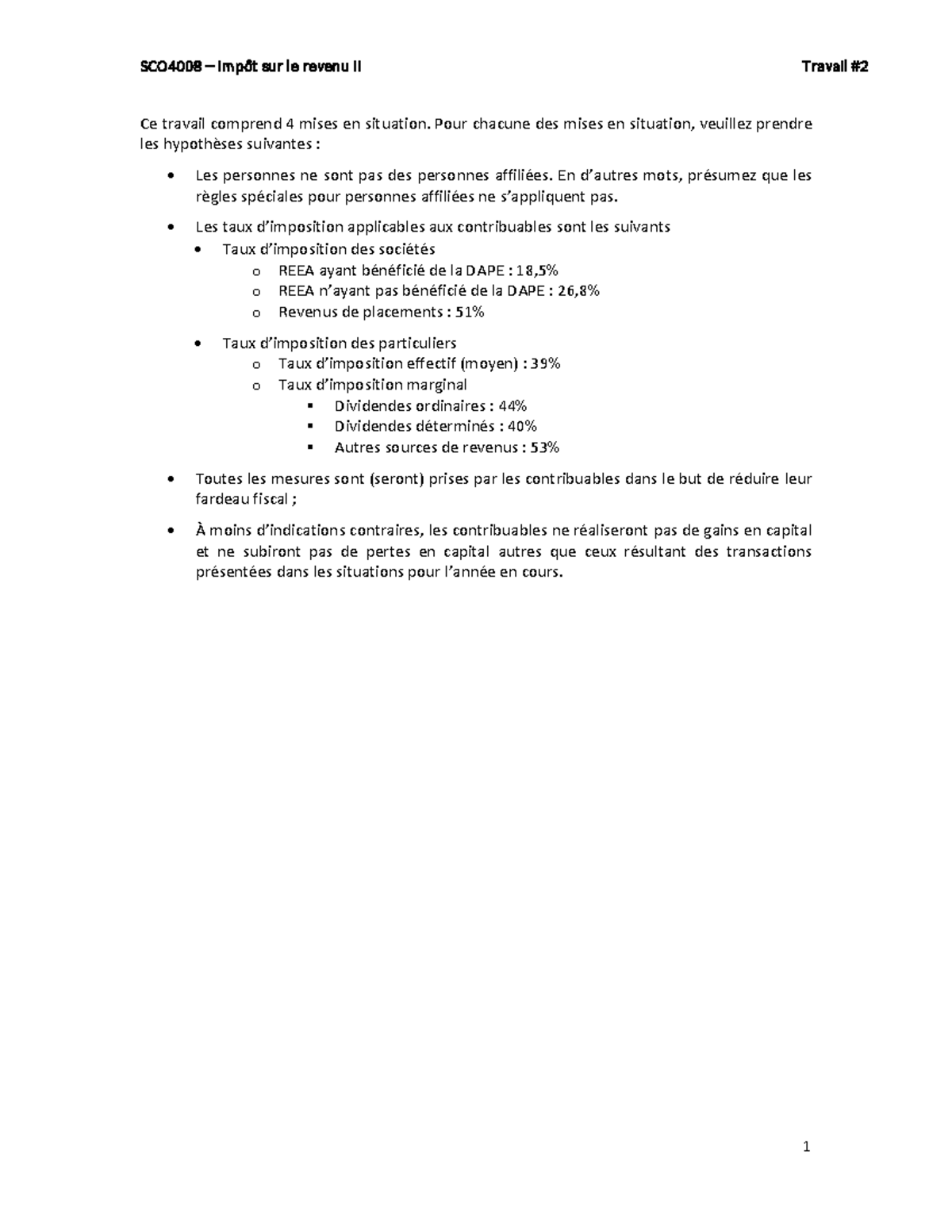2018 1 TP2 enonce - TP2 - SCO4008 – Impôt sur le revenu II Travail #2 Ce travail comprend 4 ...