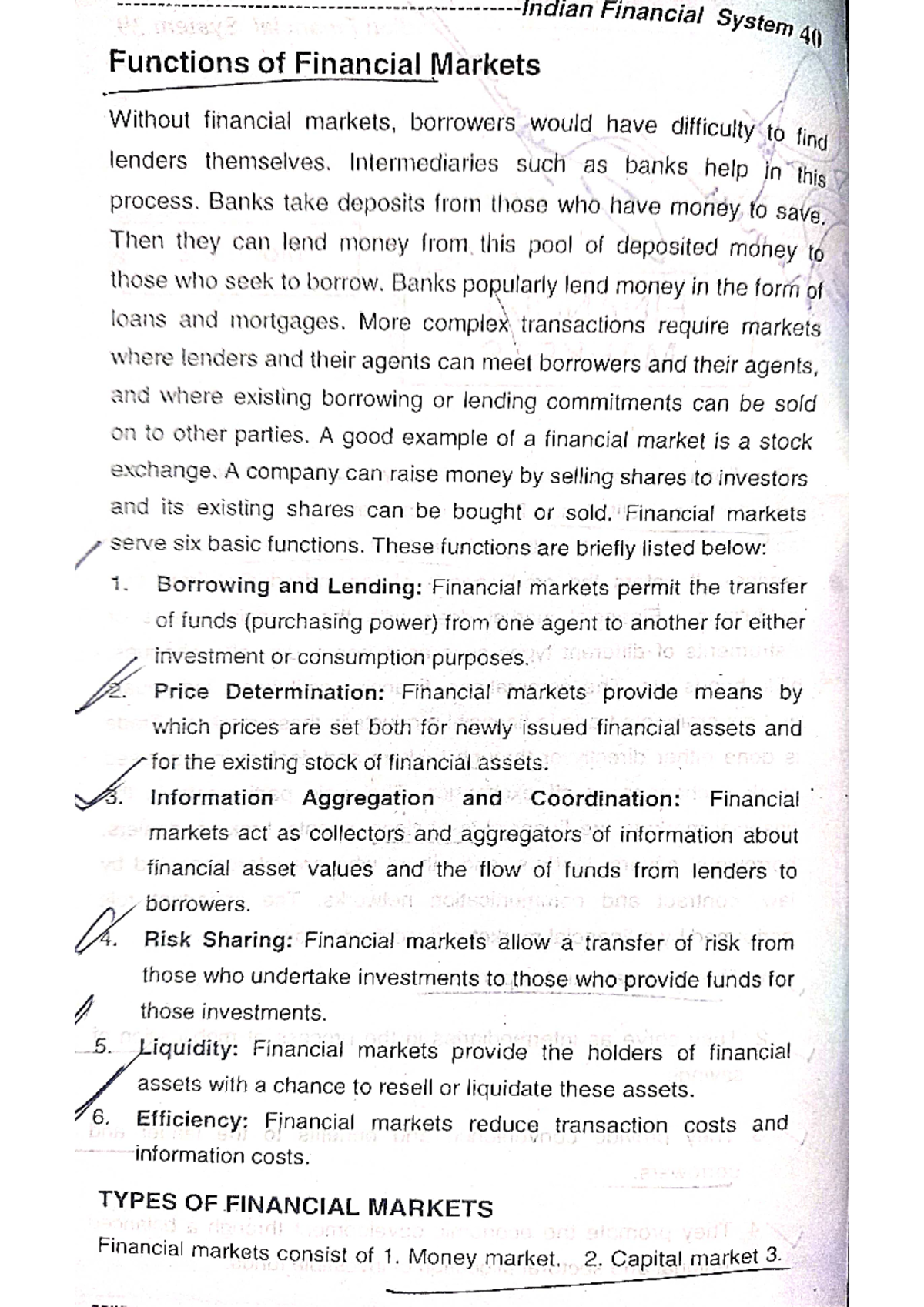 Functions and types of the financial markets - M.Com - Studocu