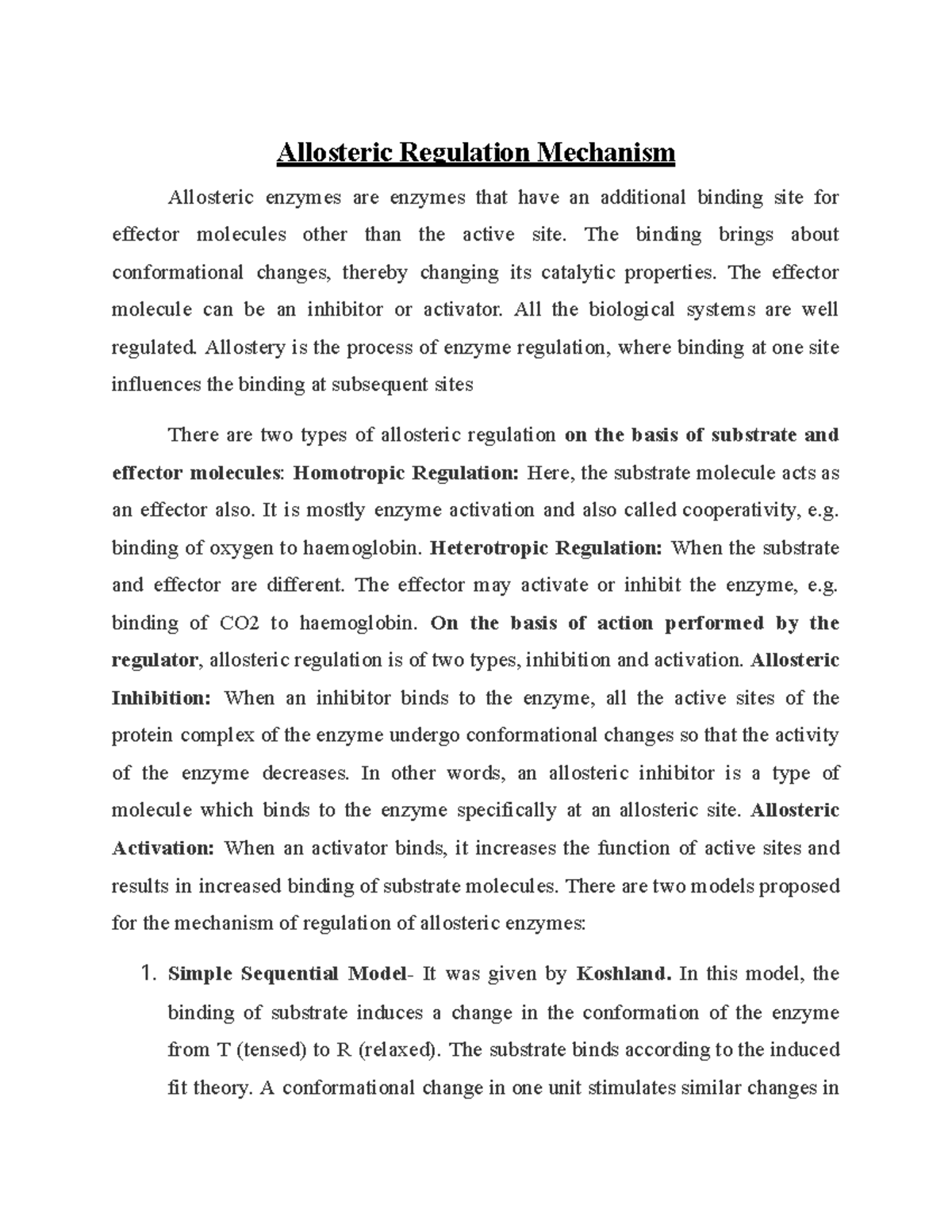 Brian JUMA Nyongesa Allosteric Regulation Mechanism - Allosteric ...