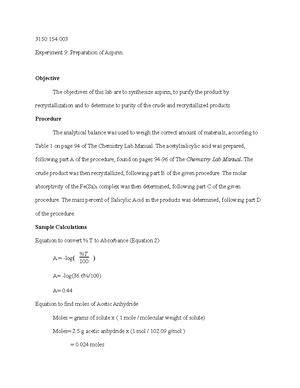 Lab Report 4 - practical for iodine lab - 3150:154: Experiment 4 ...