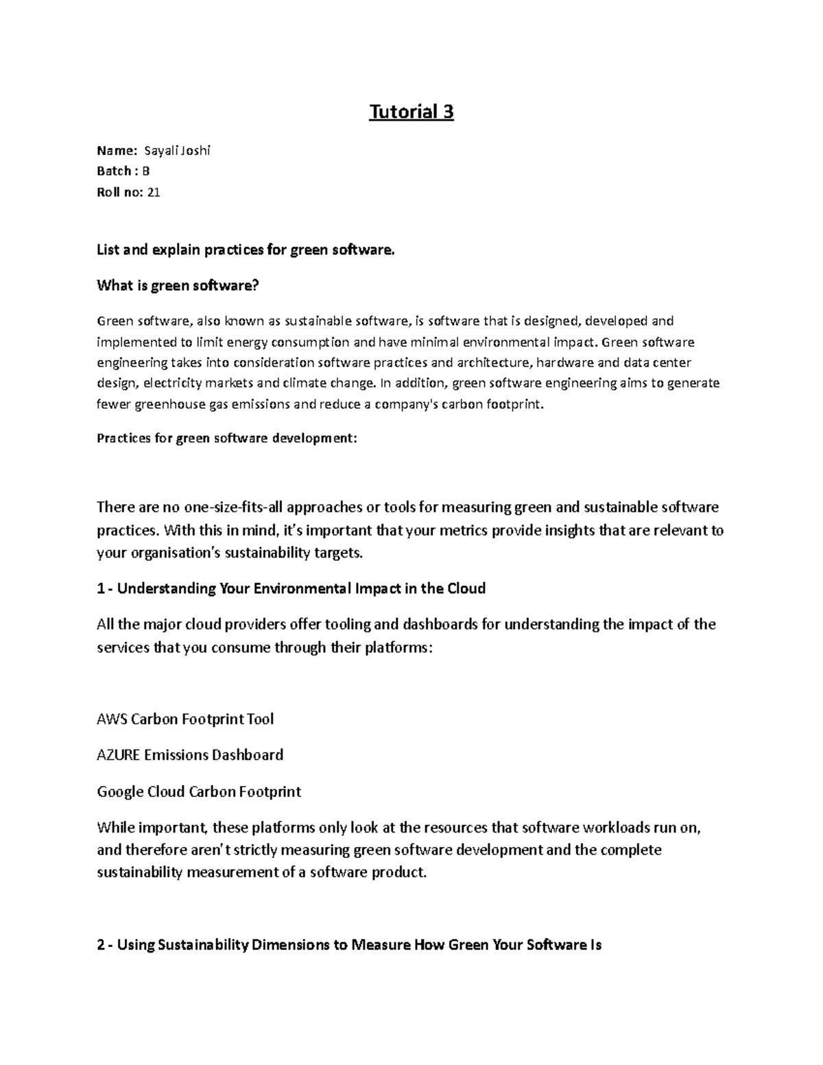 Tutorial 3 for adbms - Tutorial 3 Name: Sayali Joshi Batch : B Roll no ...