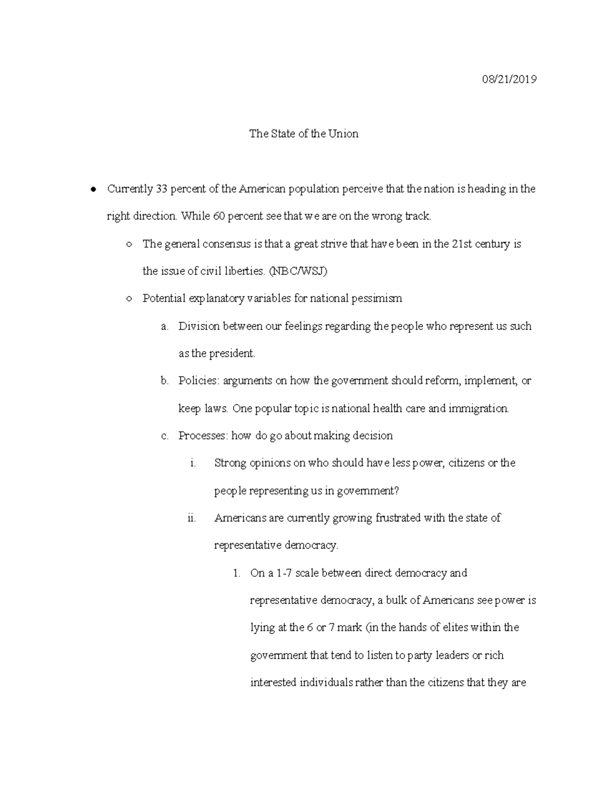 The State of the Union - 08/21/ The State of the Union Currently 33 ...