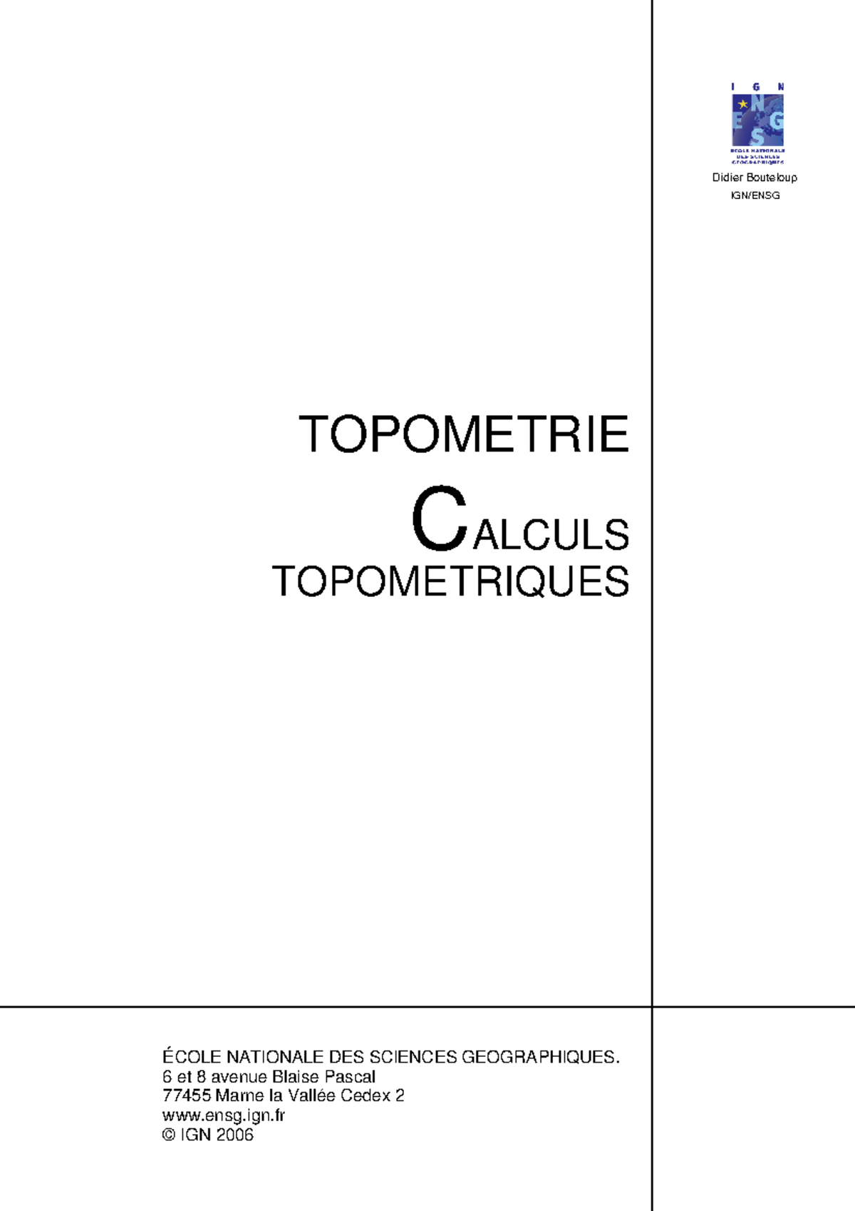 Topo3 - Note de cours complémentaire topo - Didier Bouteloup IGN/ENSG ...