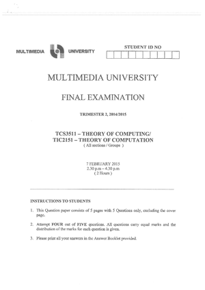 Tutorial 4 - TCS3511 Theory of Computing Tutorial 4 Regular Expressions Regular Grammars ...