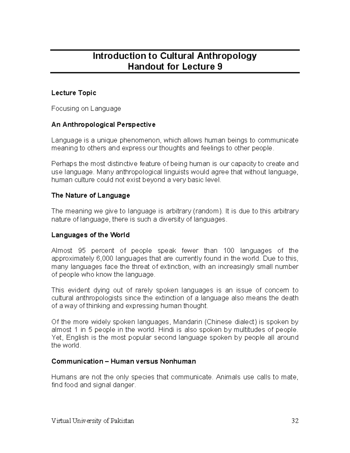 Handout 9 - Introduction to Cultural Anthropology Handout for Lecture 9 ...