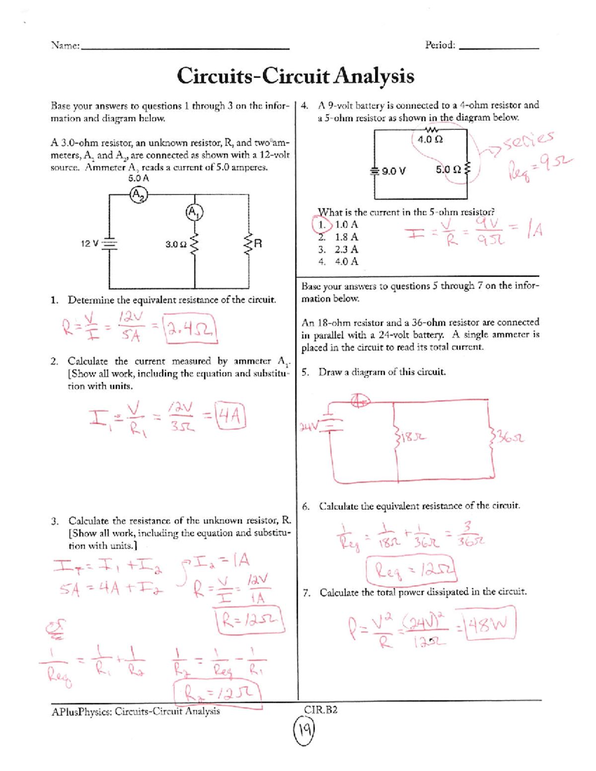 APlus Circuit Analysis Questions - PHYS145 - Studocu