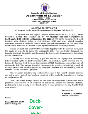 Narrative Report 3rd NSED 2022 - Republic of the Philippines Department ...