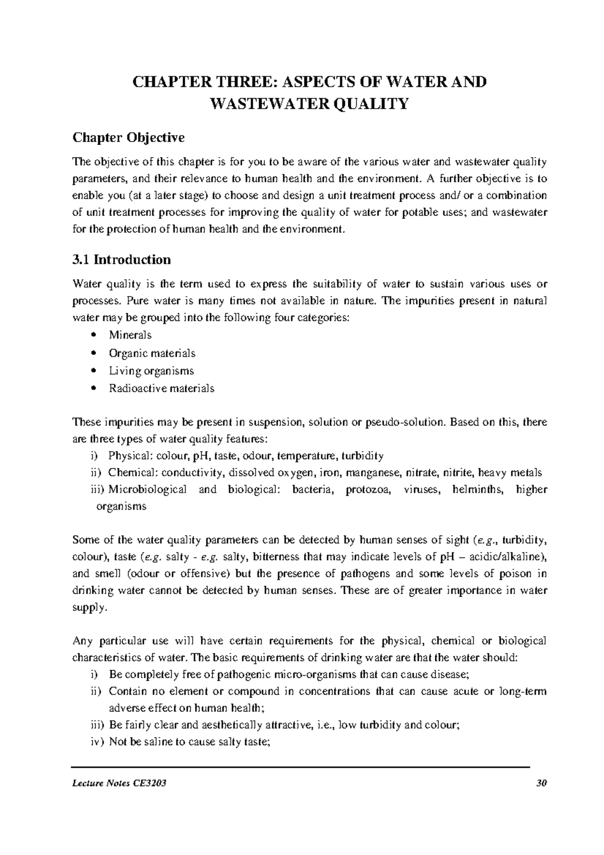 Chapter 3 - Aspects of water and wastewater quality - CHAPTER THREE: ASPECTS OF WATER AND ...
