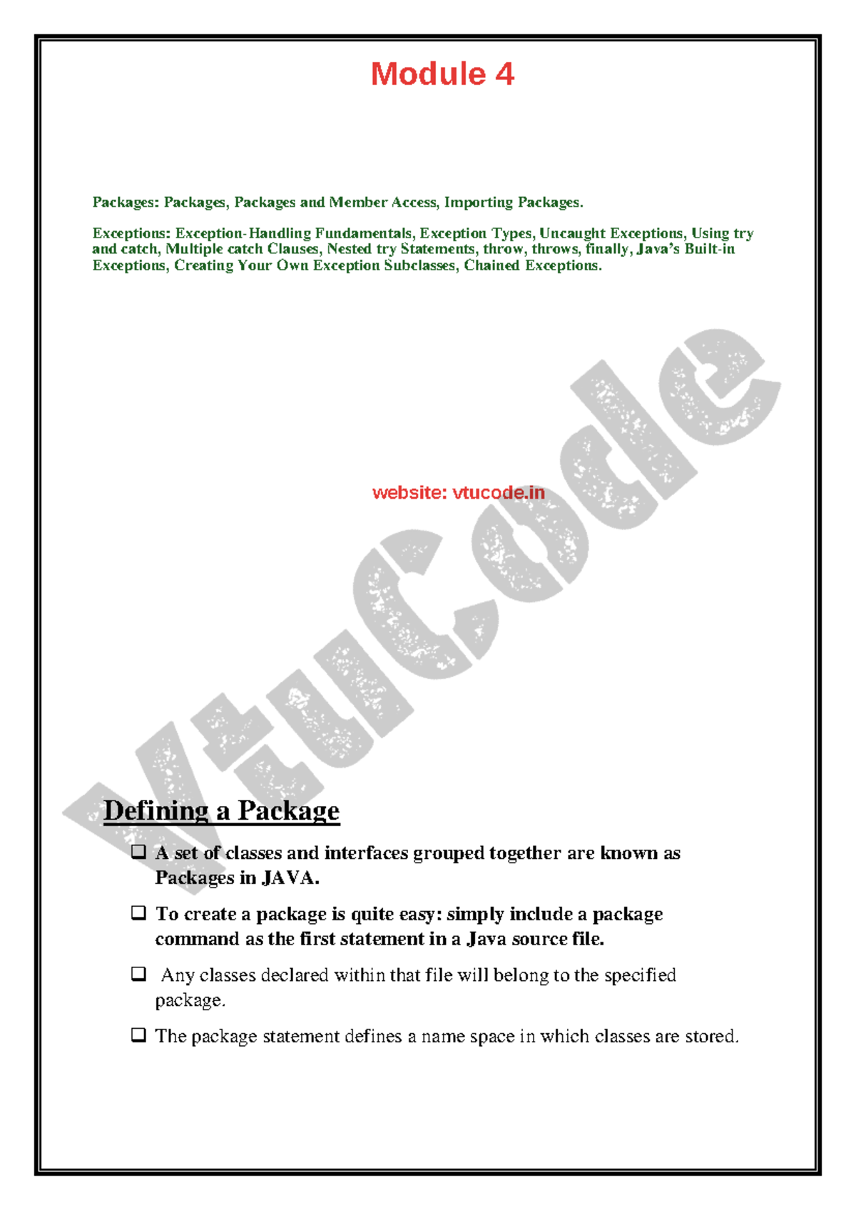 Vtucode Object Oriented Programming Using Java Defining A Package