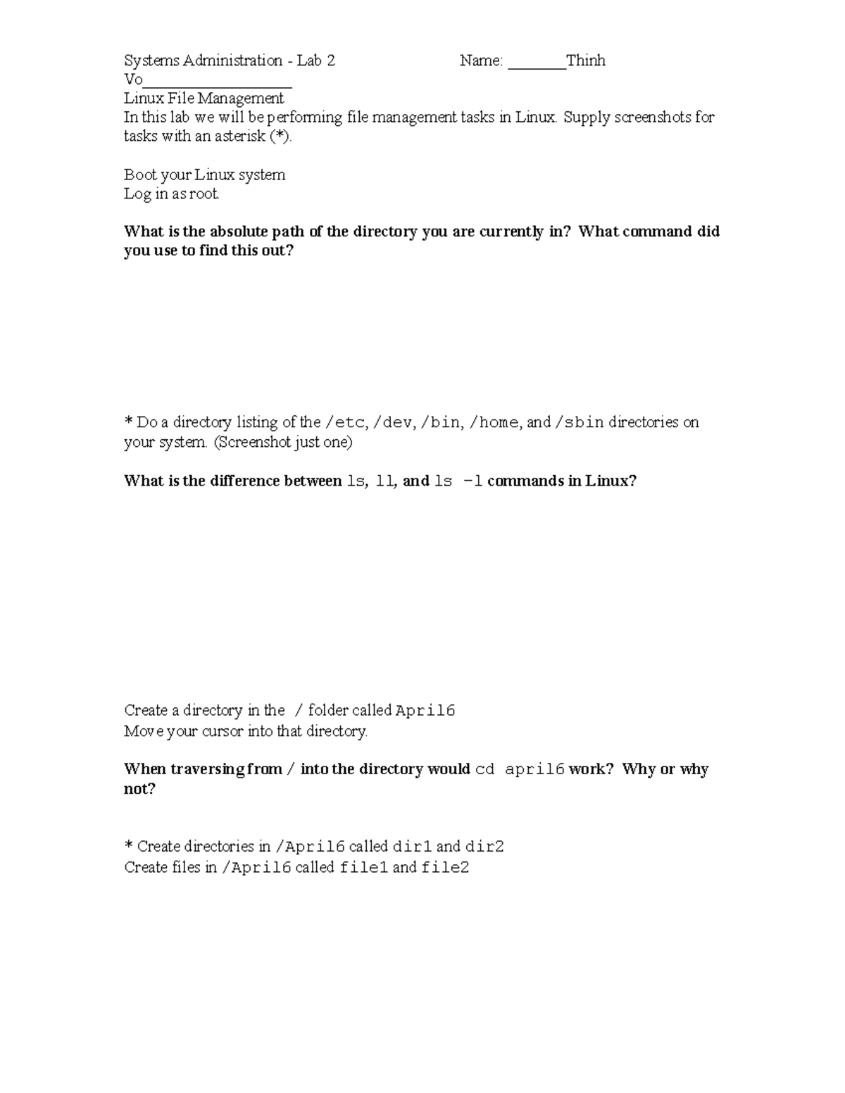 Lab 2-Linux Cmd Line - Lab 2-Linux Cmd Line - Systems Administration ...