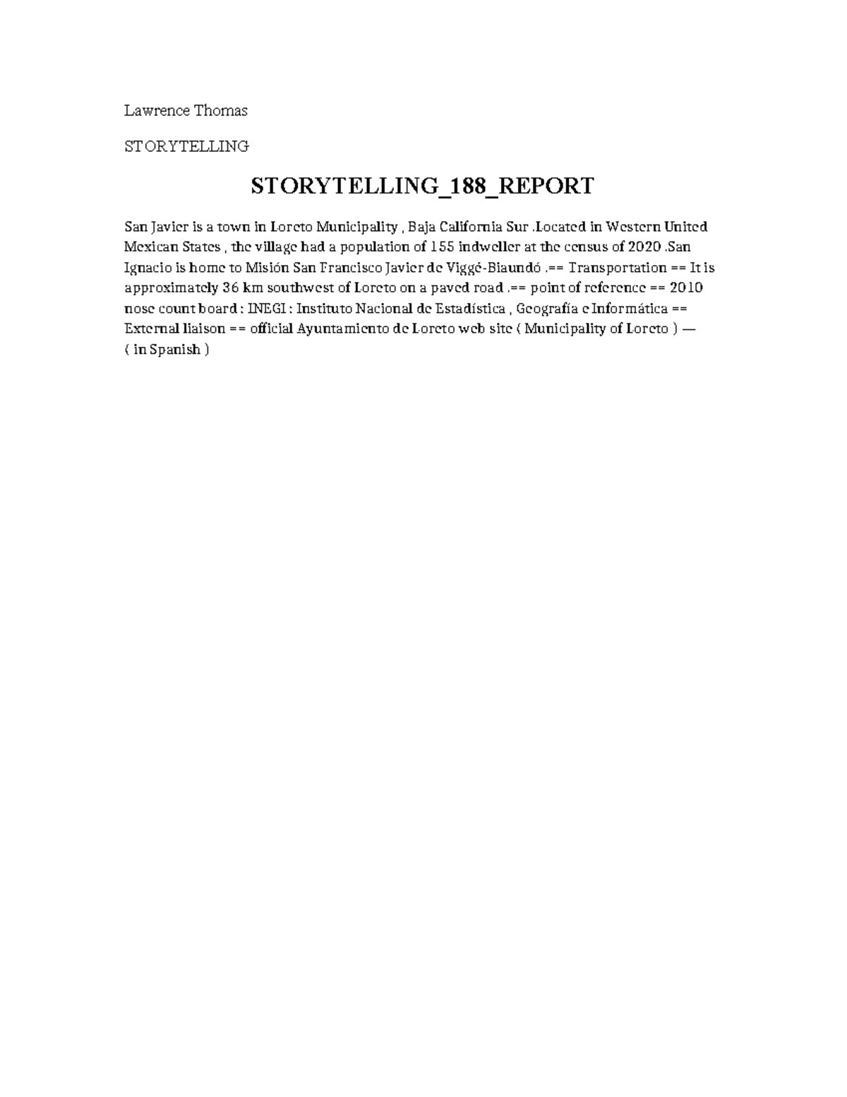 Storytelling 188 Report - Lawrence Thomas STORYTELLING STORYTELLING_188 ...
