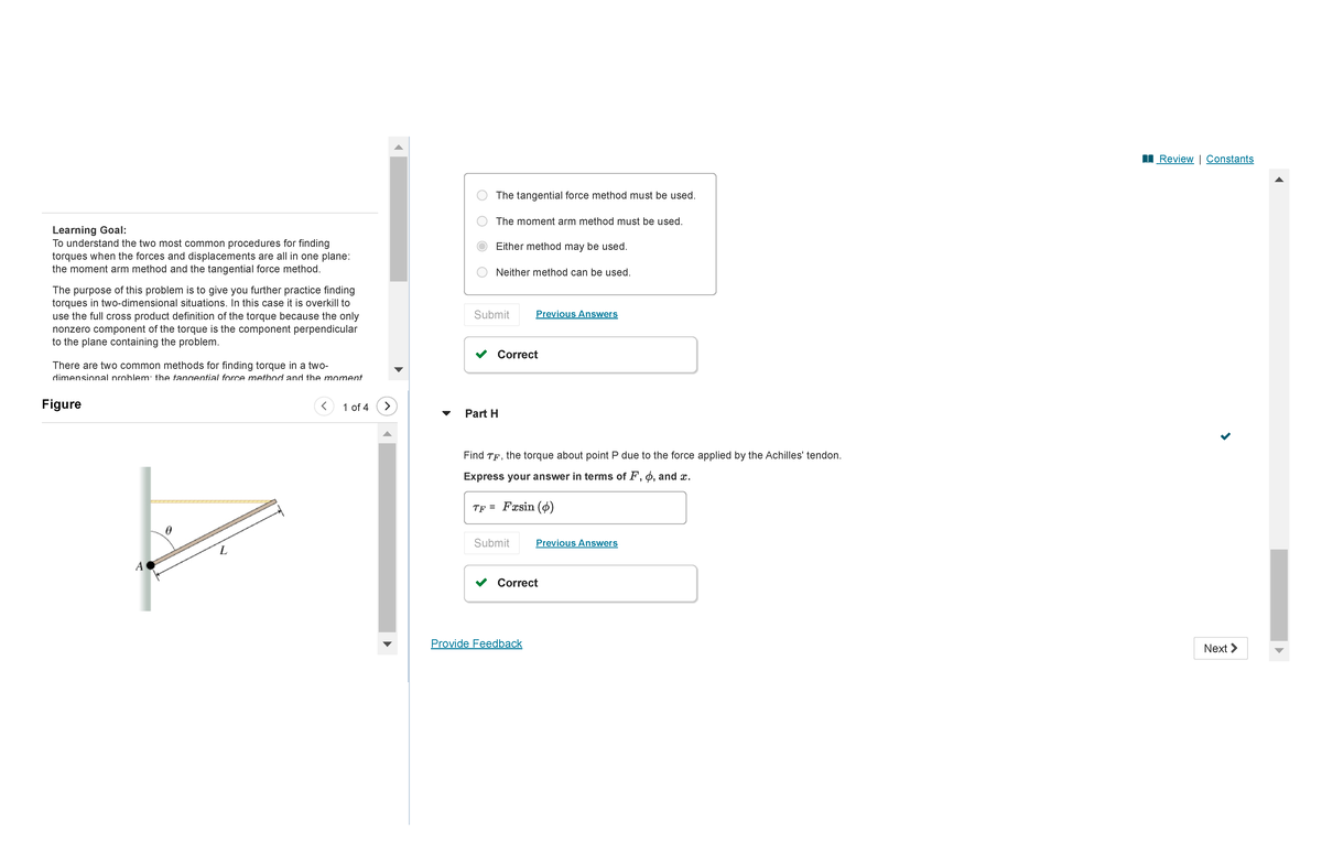 Mastering Physics Ch 10 HW - Calculating Torques Using Two Standard Methods Pt. 4 - 1 of 4 - Studocu