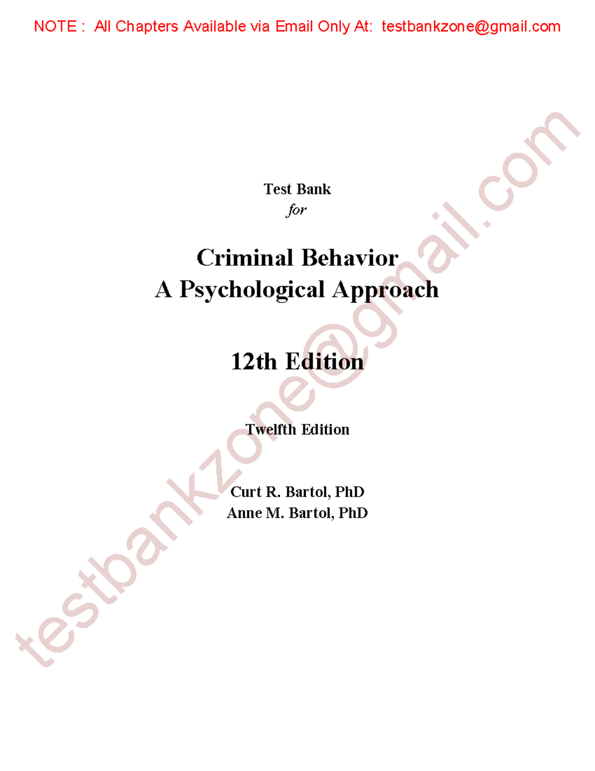 Solutions and Test bank For Criminal Behavior A Psychological Approach ...