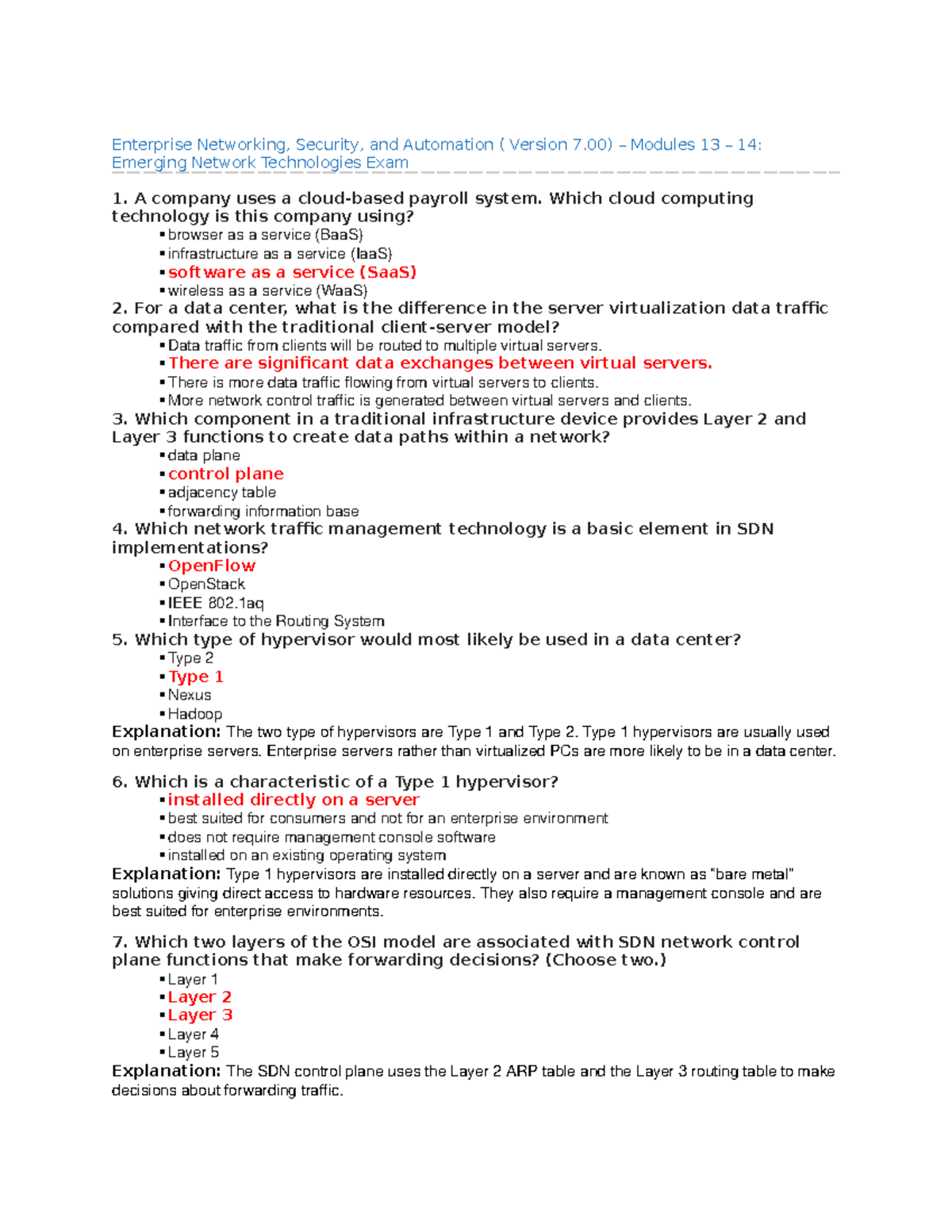CCNA 3 v7 Modules 13 – 14 Emerging Network Technologies Exam Answers - Enterprise Networking ...