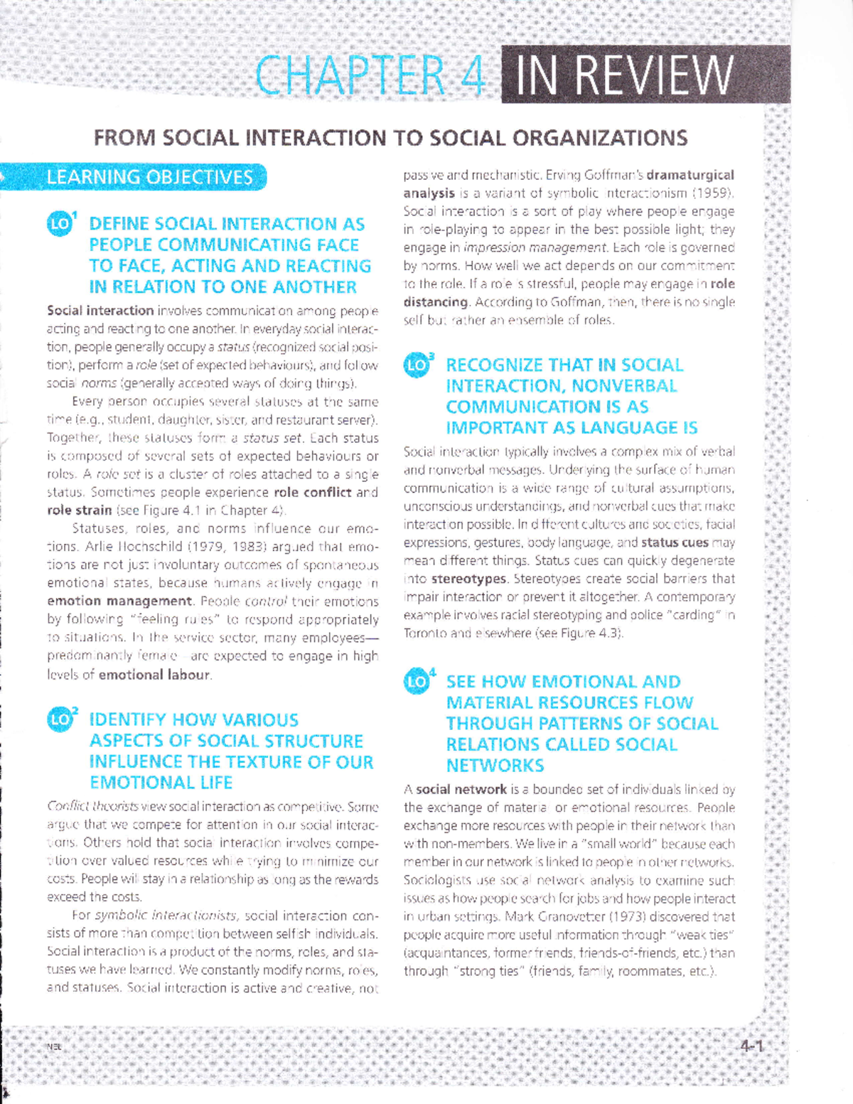 Chapter 4 - Review - CHAPTTR & FROM SOCIAL INTERACTION TO SOCIAL ...