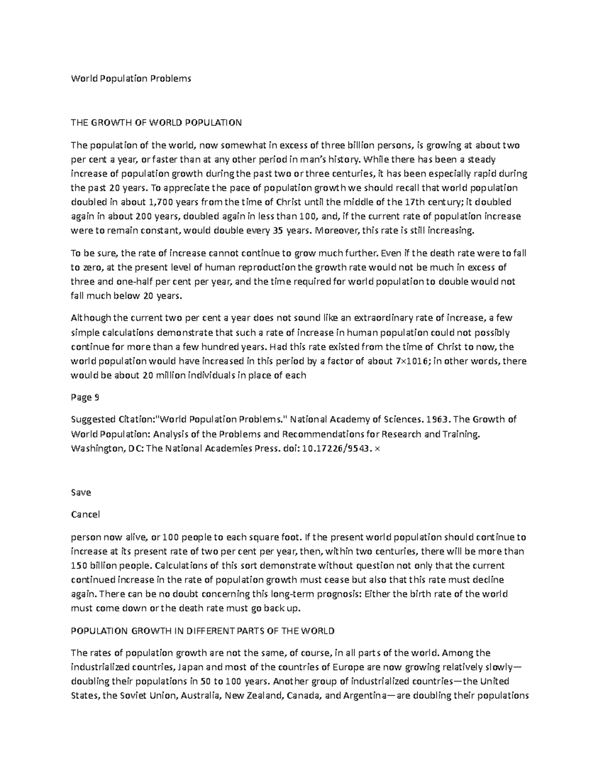 World Population Problems - While there has been a steady increase of ...