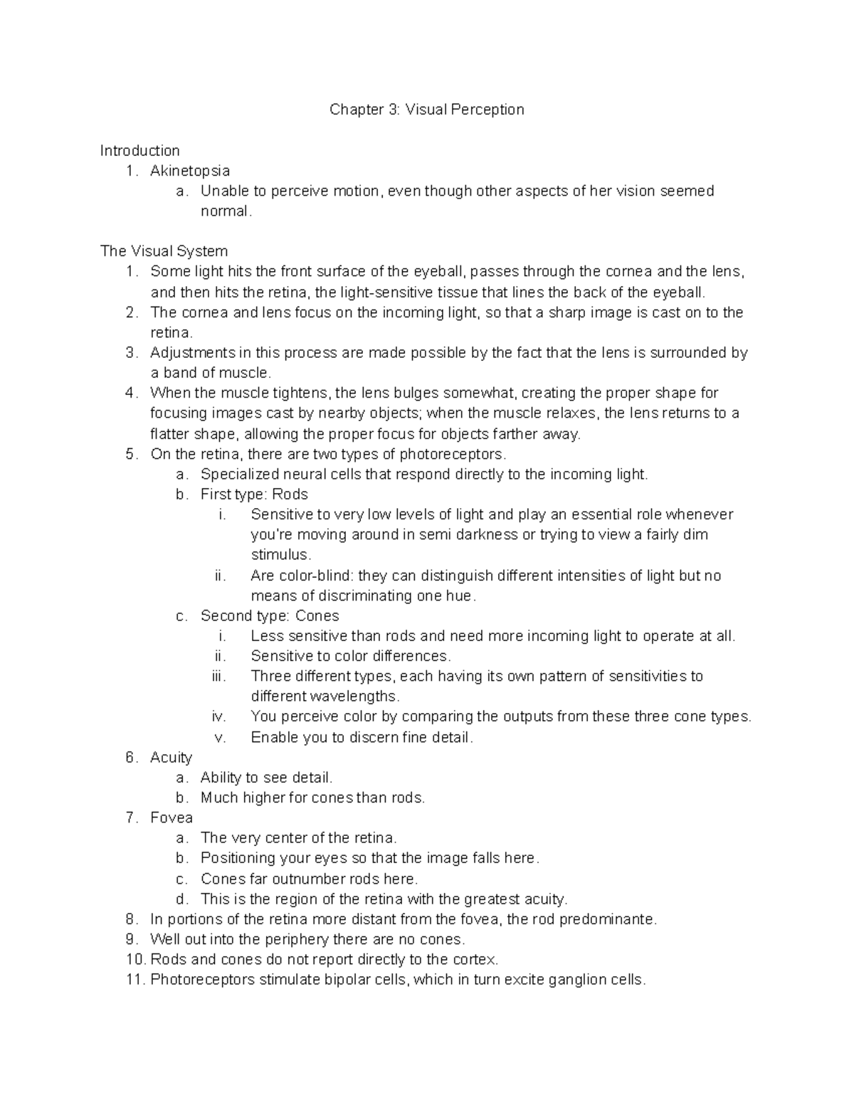PSY2010 Chapter 3 Notes - Chapter 3: Visual Perception Introduction 1 ...