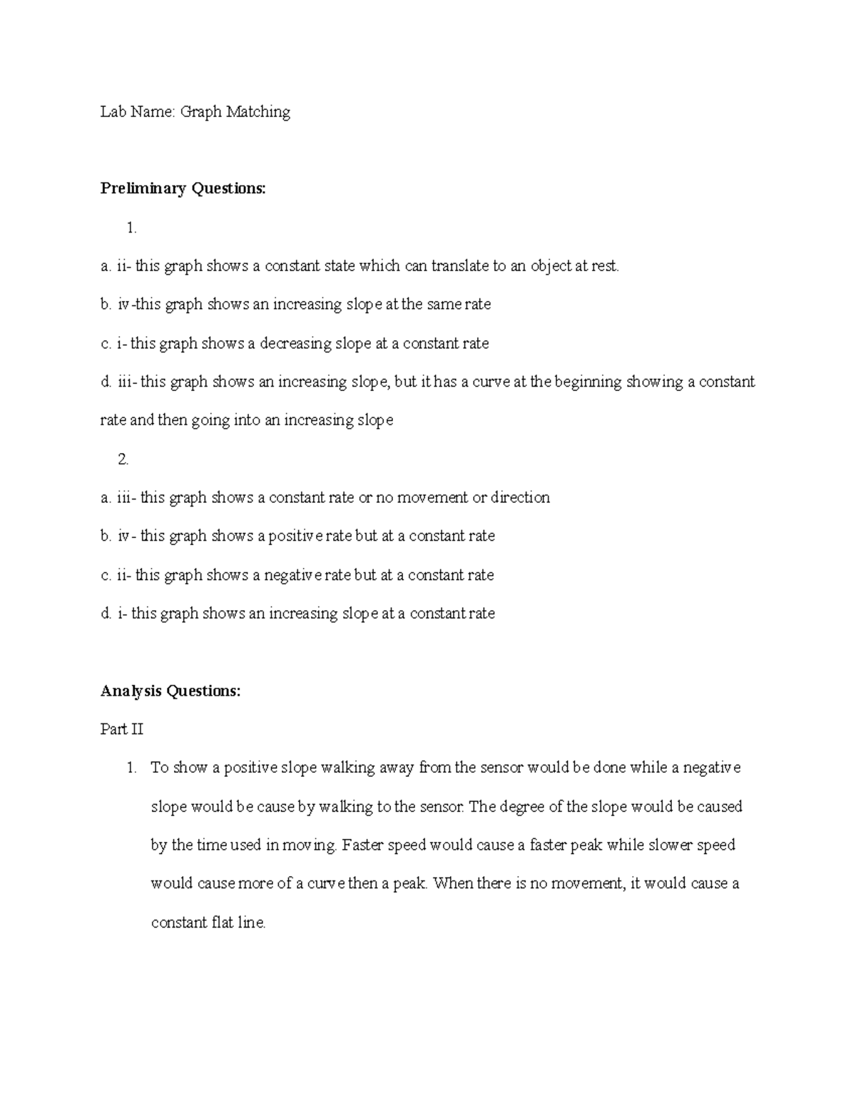 Physics Lab 1 - Lab 1 Graph matching template - Lab Name: Graph Matching Preliminary Questions ...