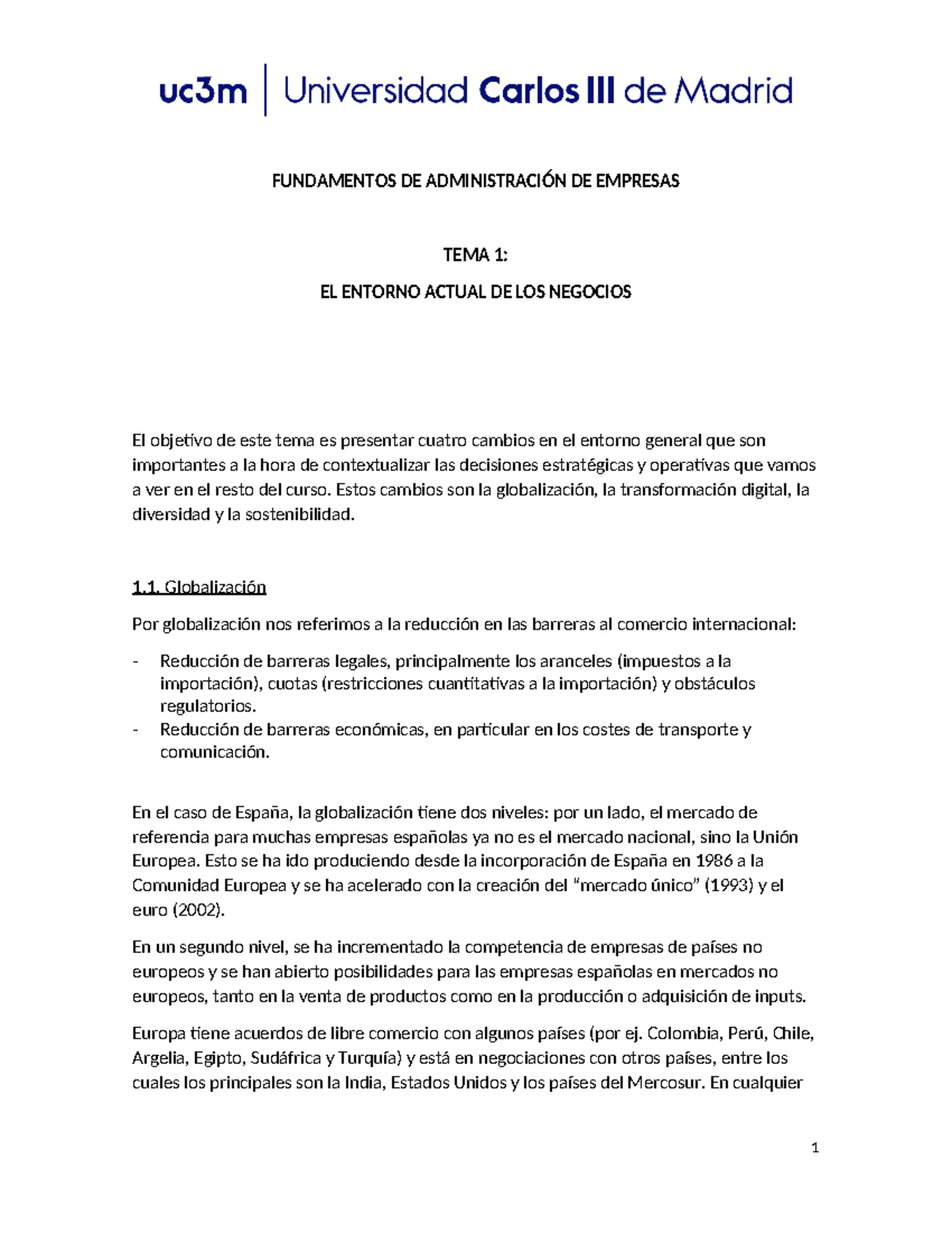 Tema01 - .,... - FUNDAMENTOS DE ADMINISTRACIÓN DE EMPRESAS TEMA 1: EL ...