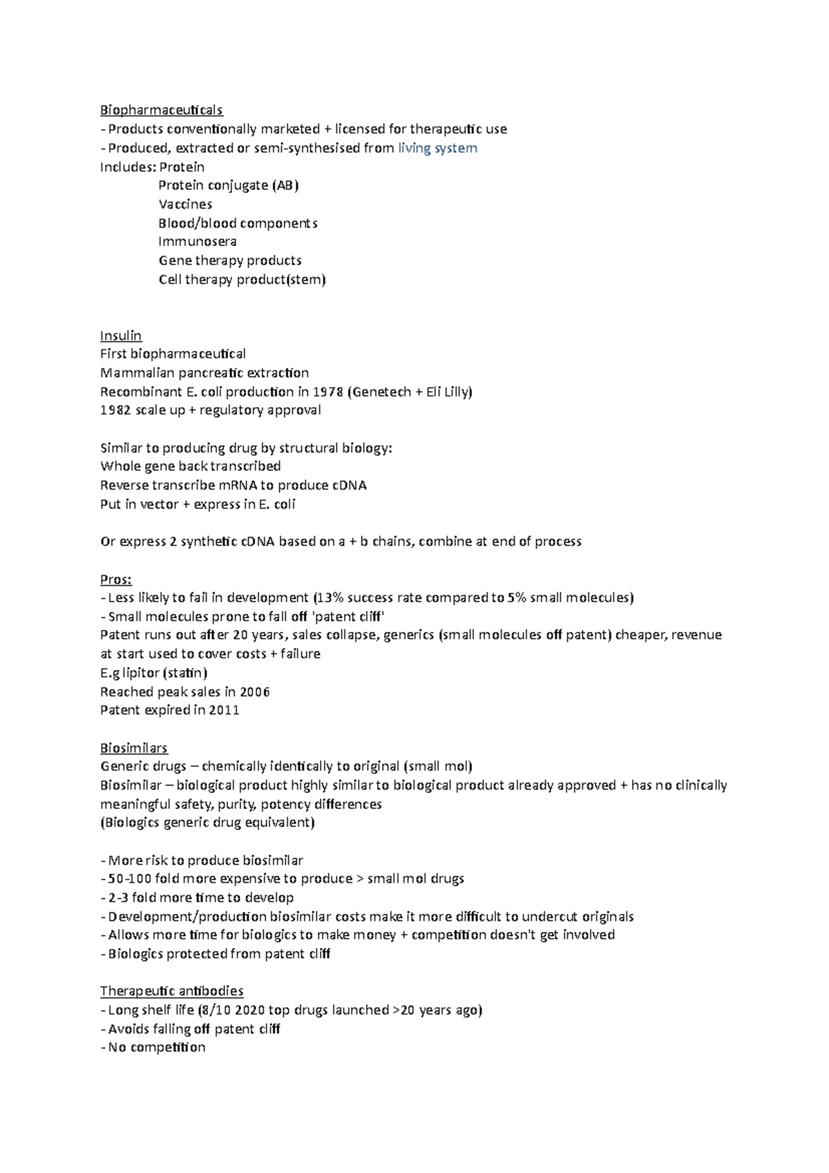 Drug discovery notes 3 - Biopharmaceuicals Products convenionally ...