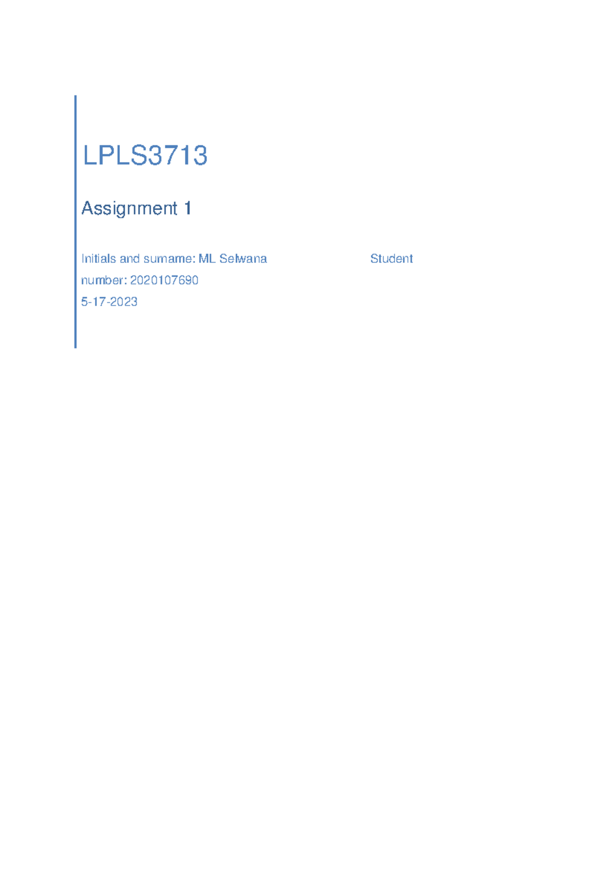 Practical skills - Notes - LPRC3712 - UFS UV - Studocu