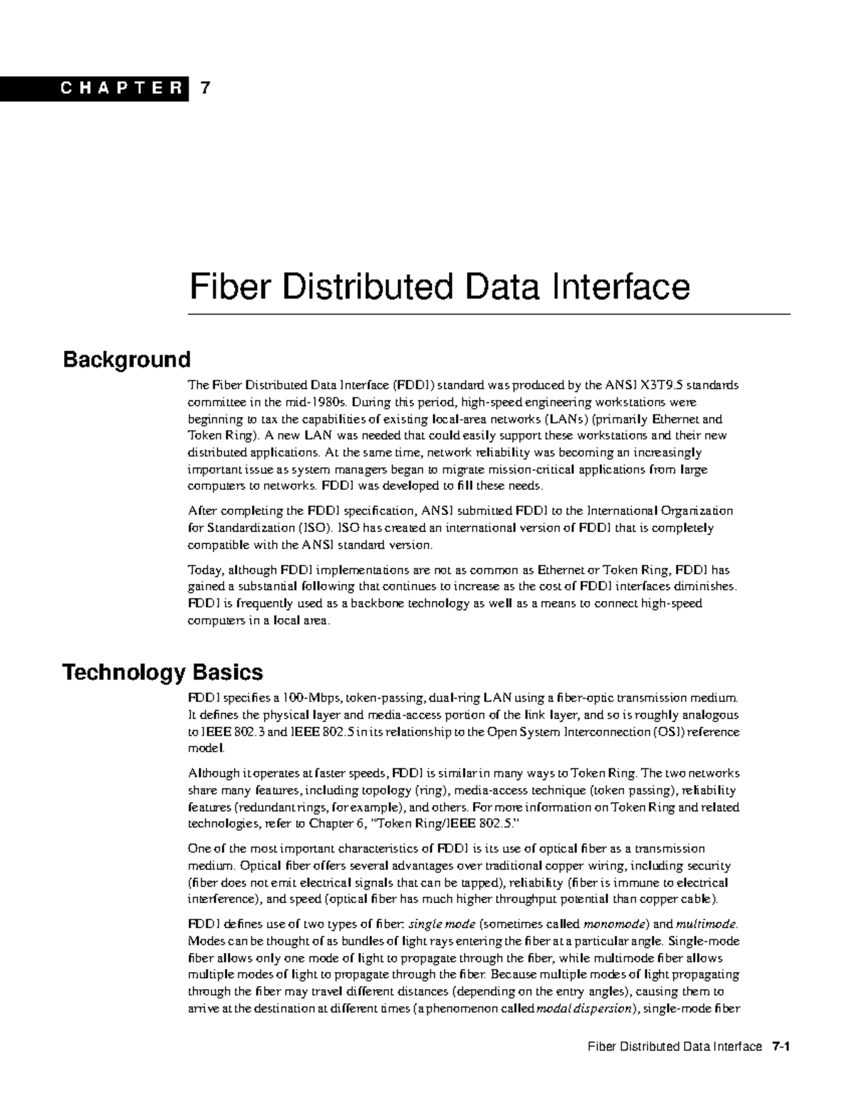 FDDI - sddsd - C H A P T E R Fiber Distributed Data Interface 7- Fiber Distributed Data ...
