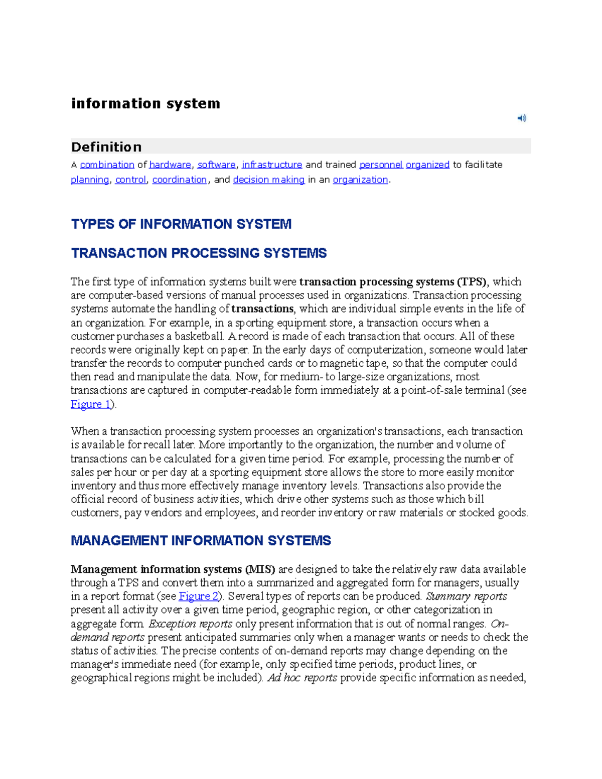 Types OF Information System - information system Definition A ...
