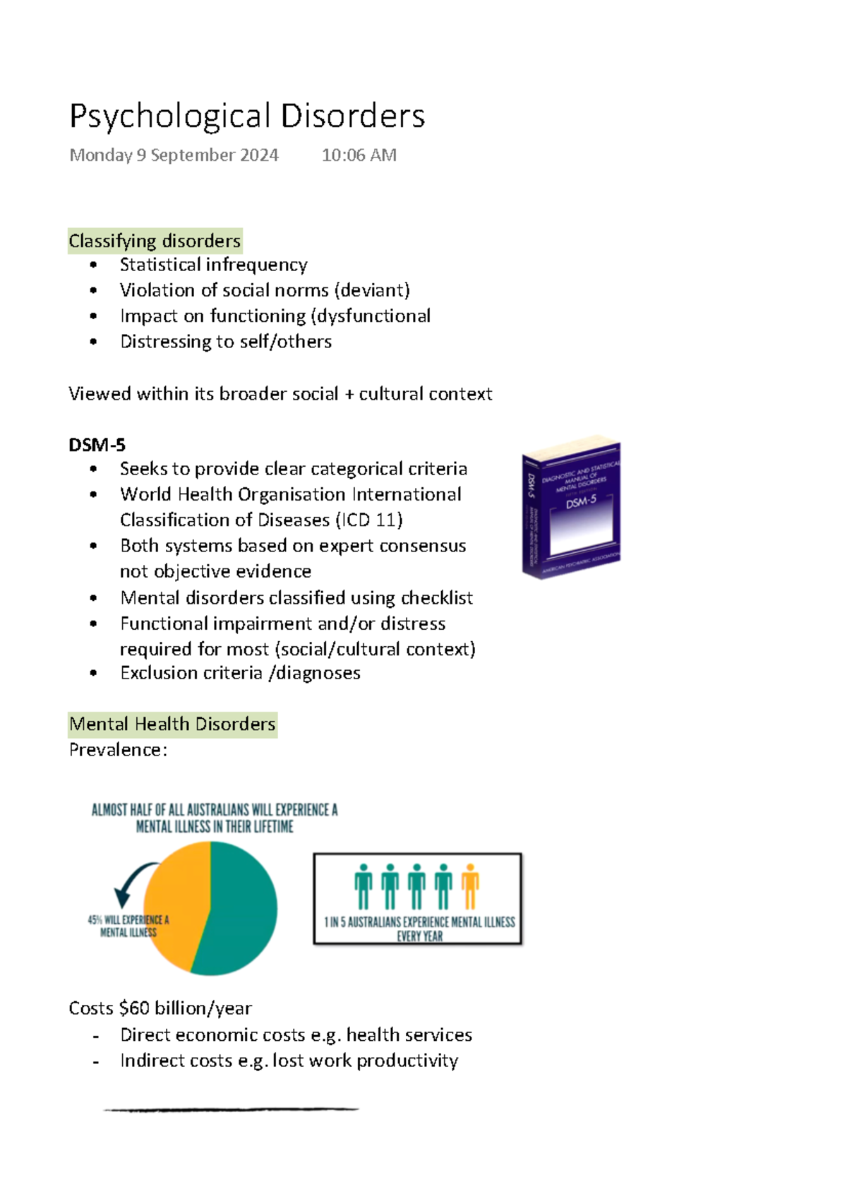 Psychological Disorders - Classifying disorders Statistical infrequency ...
