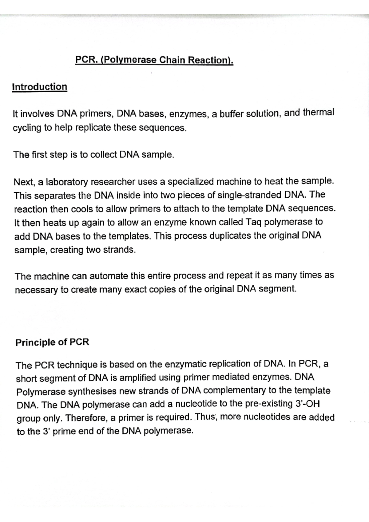 Polymerase chain reaction - BSc. Biochemistry - JKUAT - Studocu