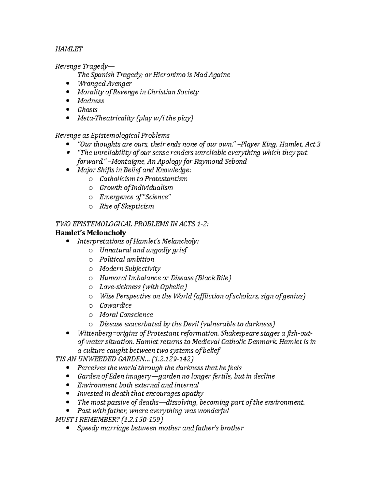 Shakespeare Lectures II - HAMLET Revenge Tragedy— The Spanish Tragedy ...