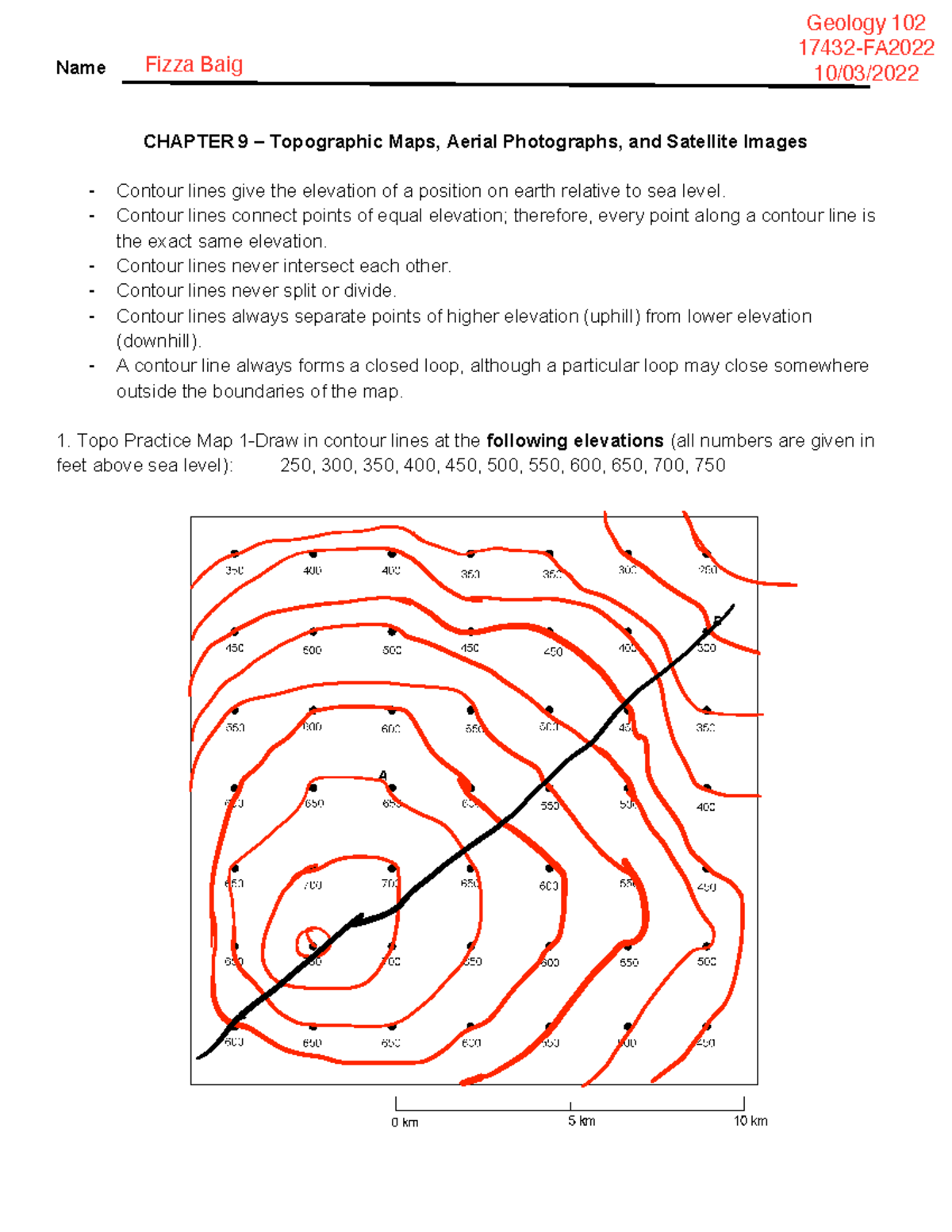 102 lab3 - jhwuhskhwios - Name CHAPTER 9 – Topographic Maps, Aerial ...