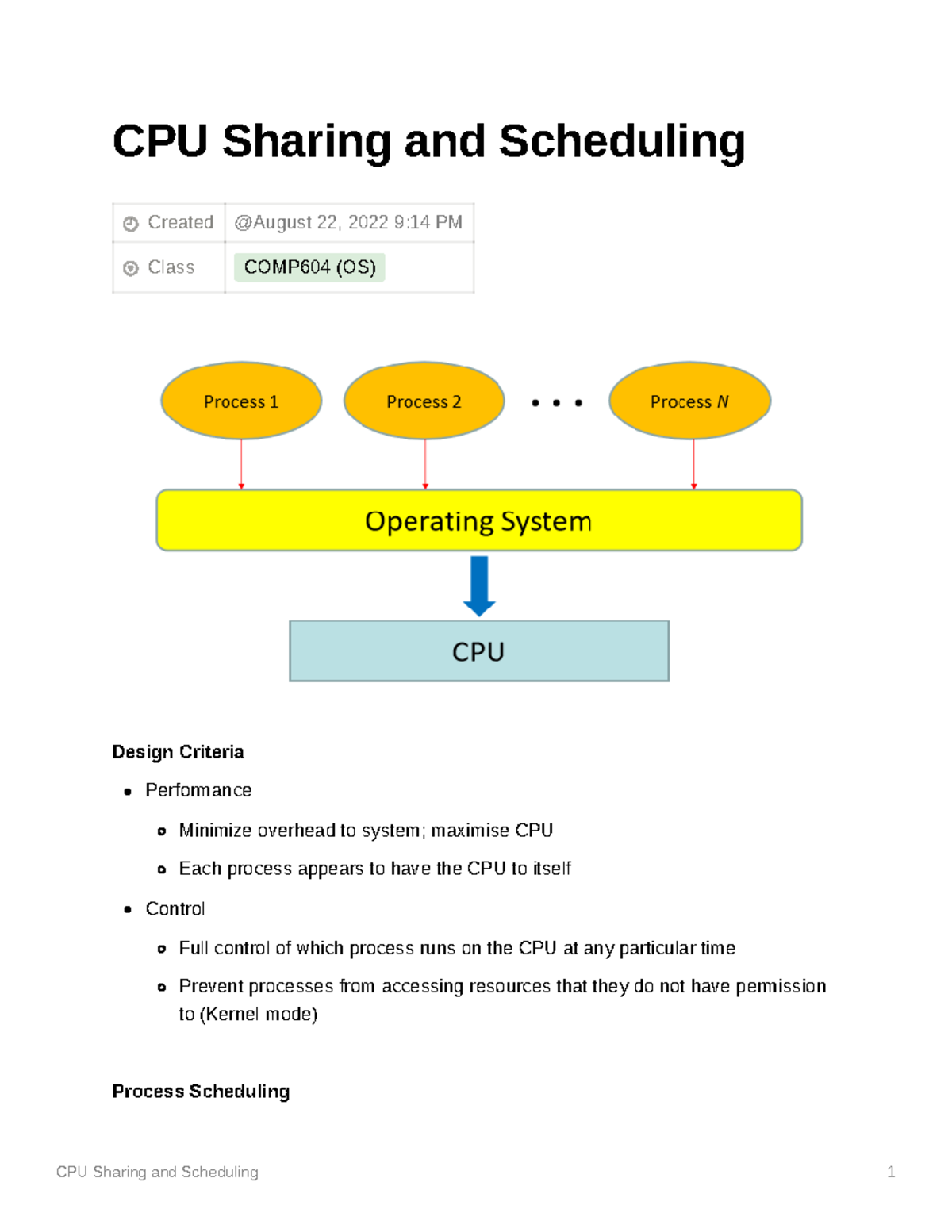 Cpu Sharing And Scheduling Cpu Sharing And Scheduling Created Class Comp604 Os Design