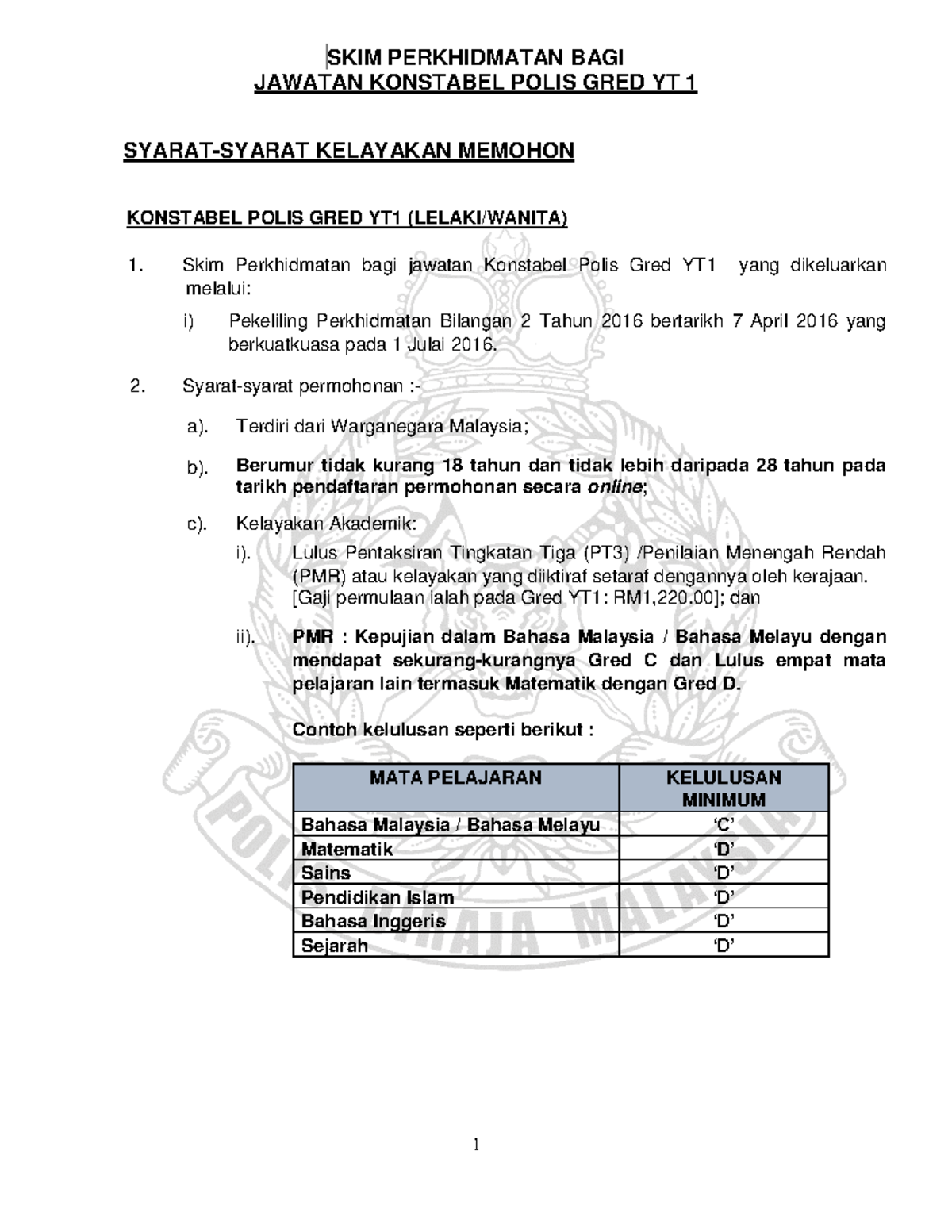 Example form Research - 1 SKIM PERKHIDMATAN BAGI JAWATAN KONSTABEL ...