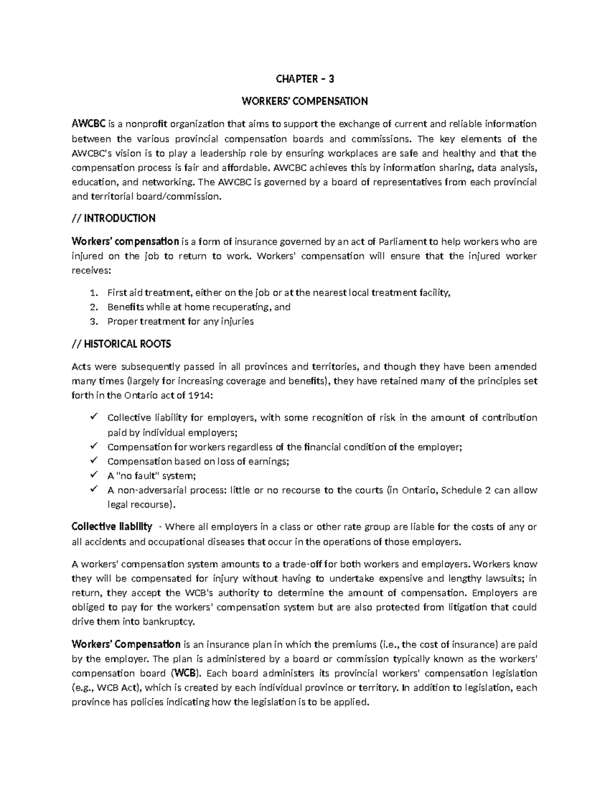 Chapter 3 - Summary Management of occupational health and safety ...